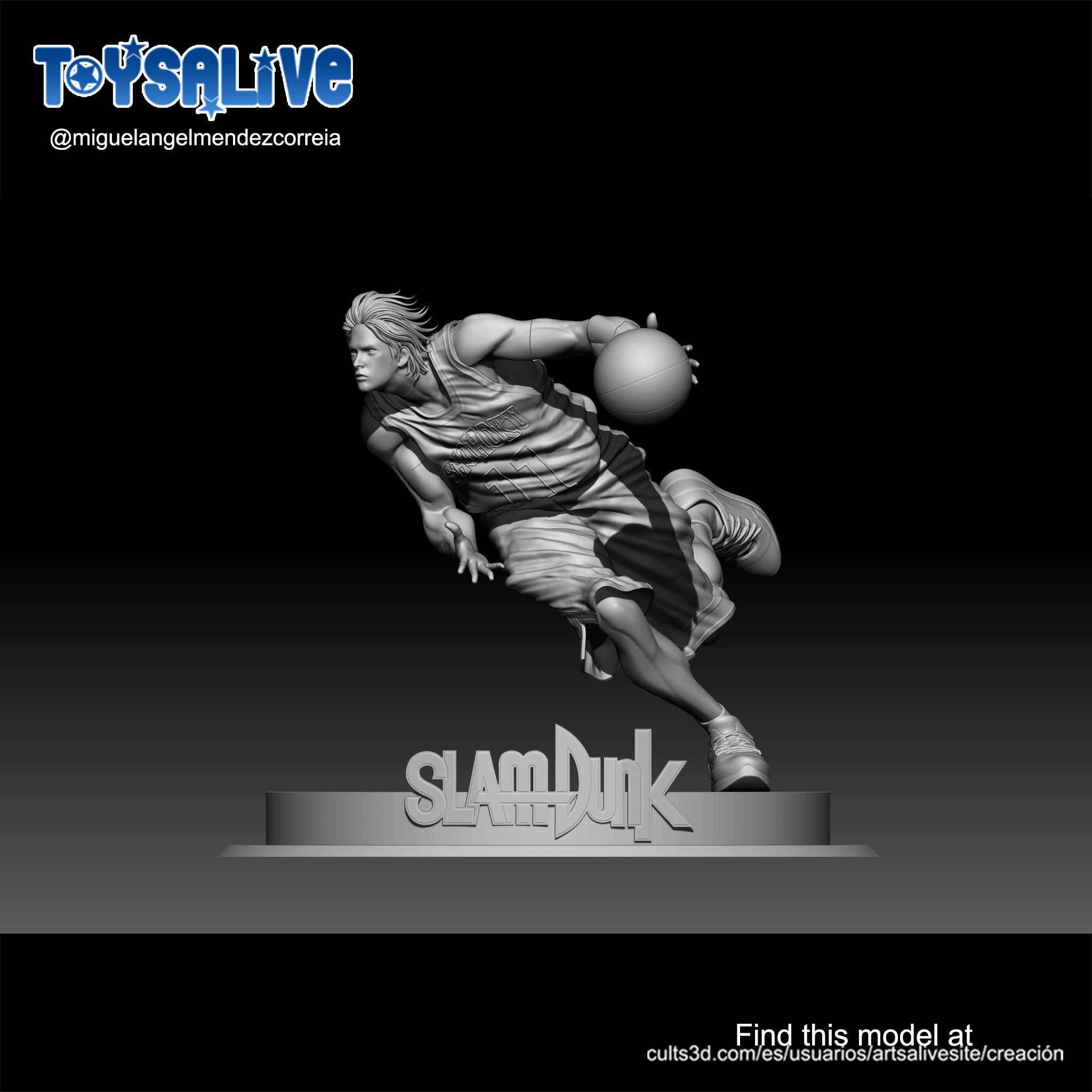 RUKAWA SLAM DUNK PLAYER STL 3D model 3D printable | CGTrader