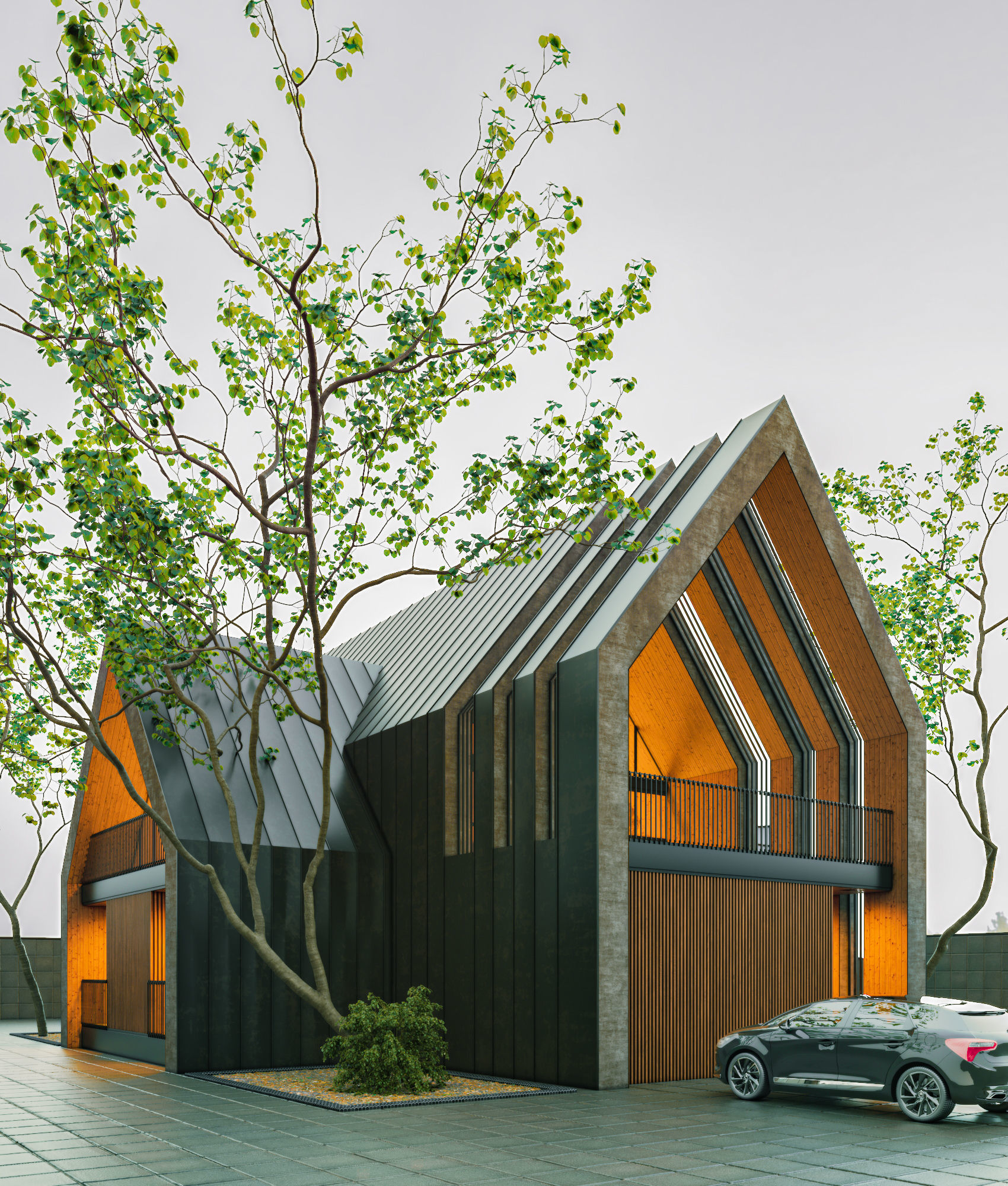 Modern Gable Roof Villa 3D model | CGTrader