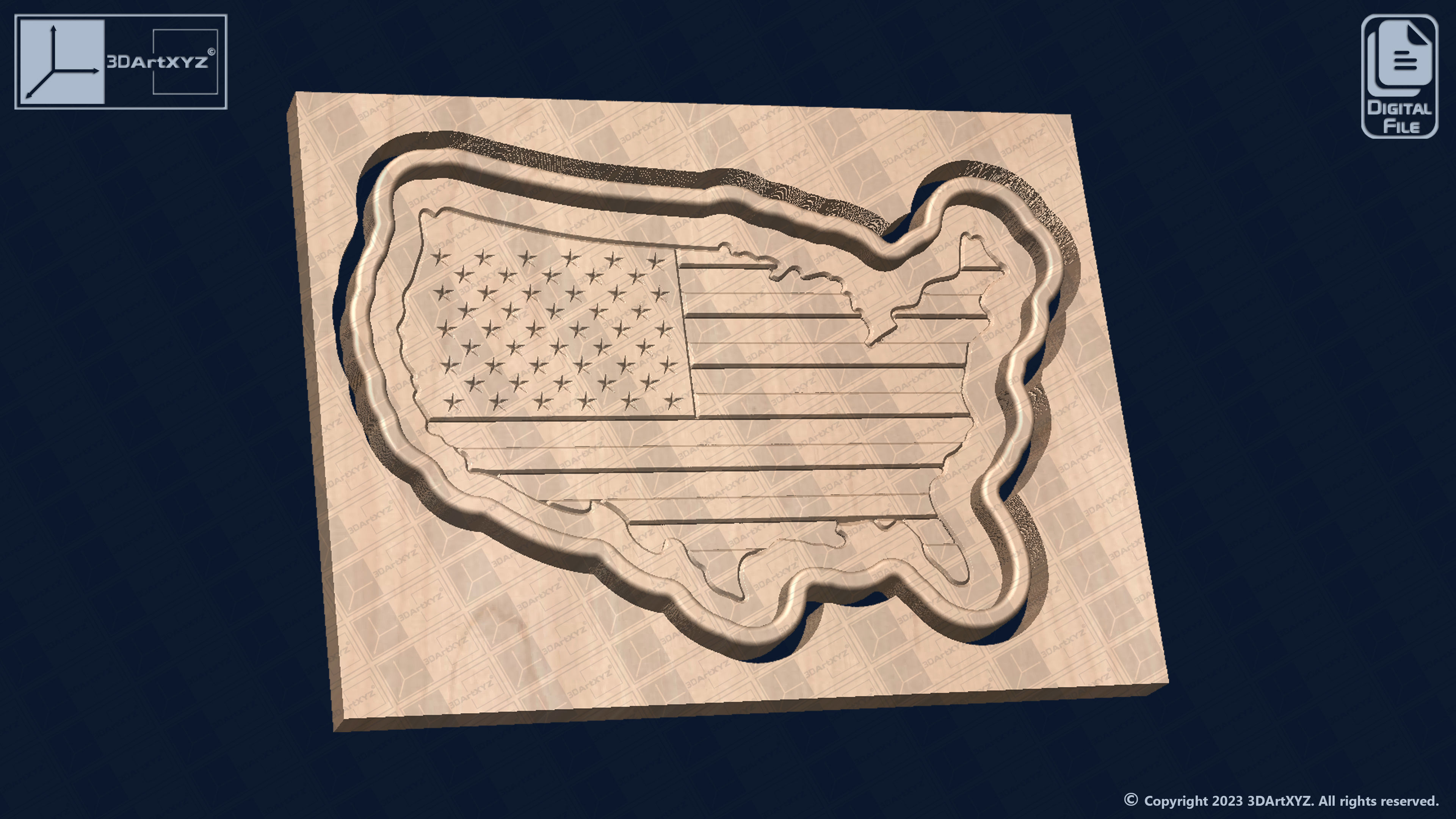 US Map Tray - CNC Files for Wood 3D model | CGTrader