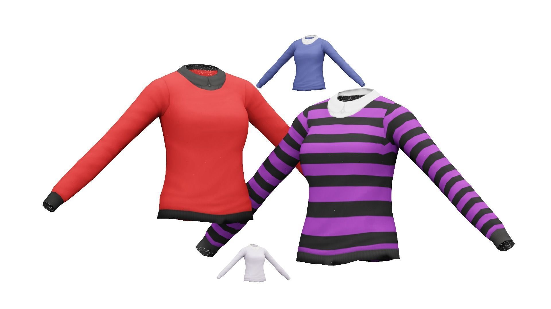 3D model Stylized Rigged Anime Female Sweaters VR / AR / low-poly ...