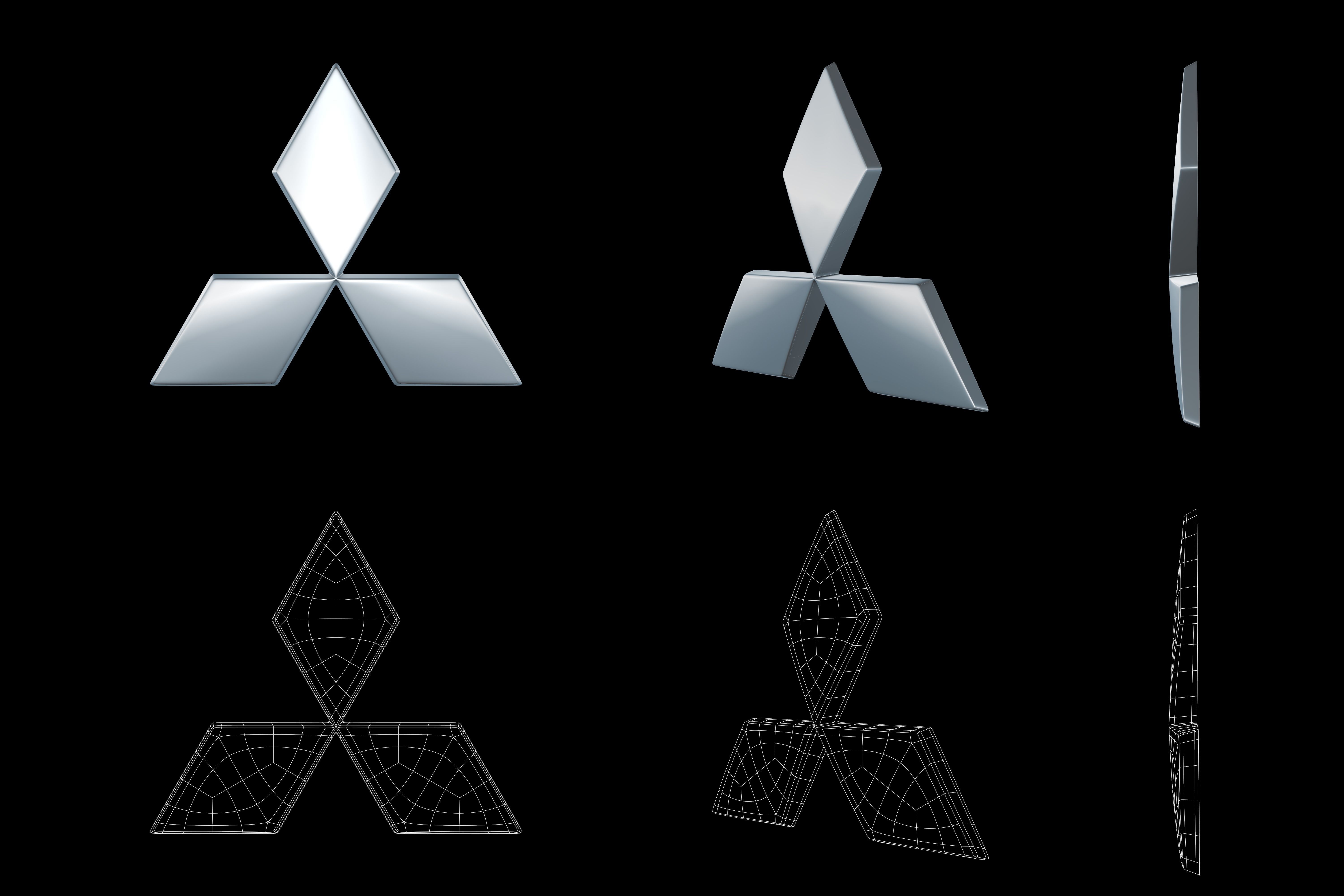 Mitsubishi - Car Logo Emblem Modern free VR / AR / low-poly 3D model ...