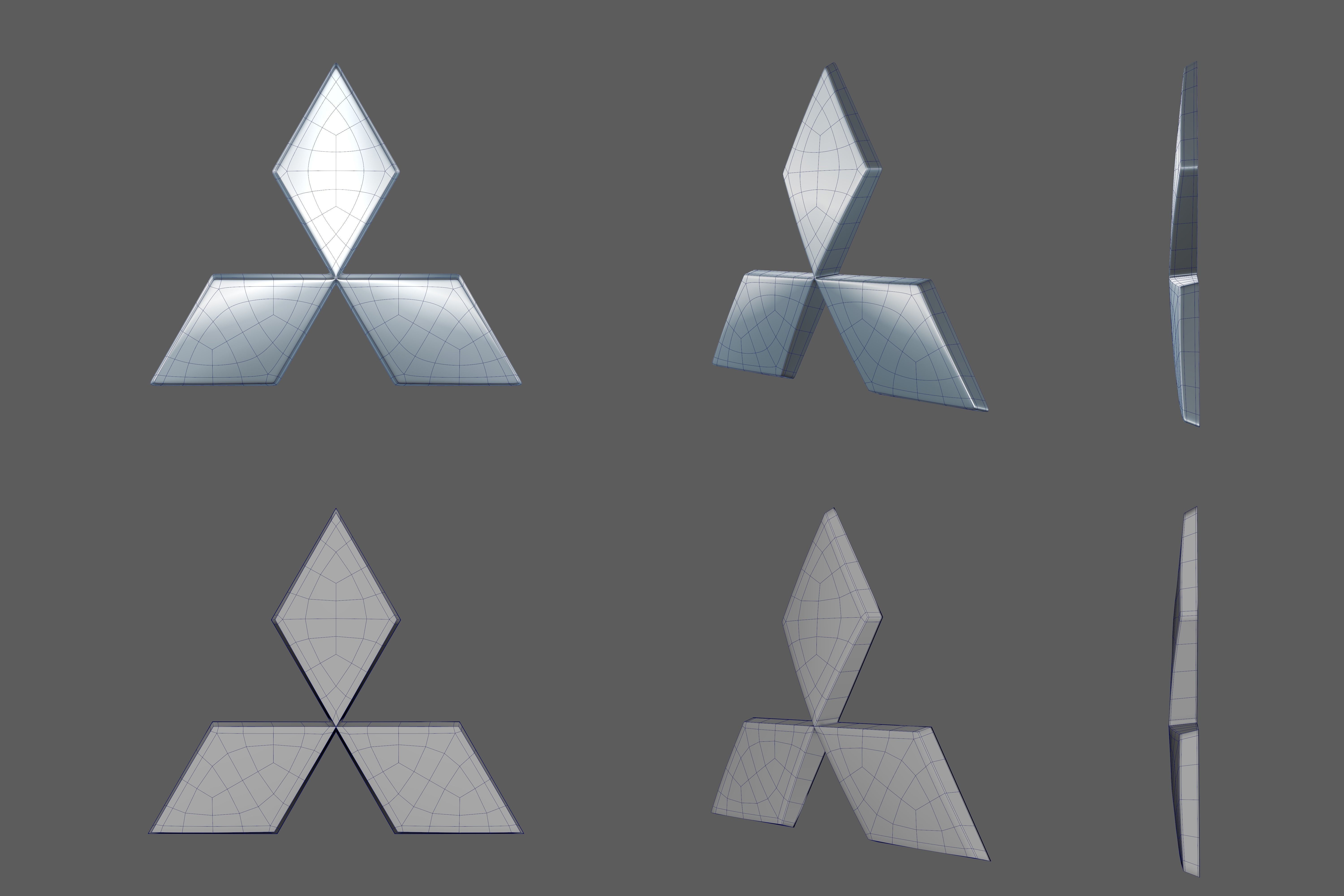 Mitsubishi - Car Logo Emblem Modern free VR / AR / low-poly 3D model ...