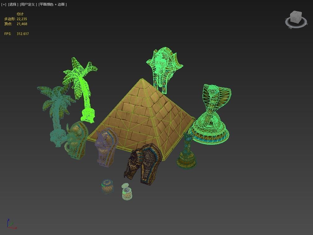 3D model Ancient egyptian pharaohs buildings 3D model VR / AR / low ...