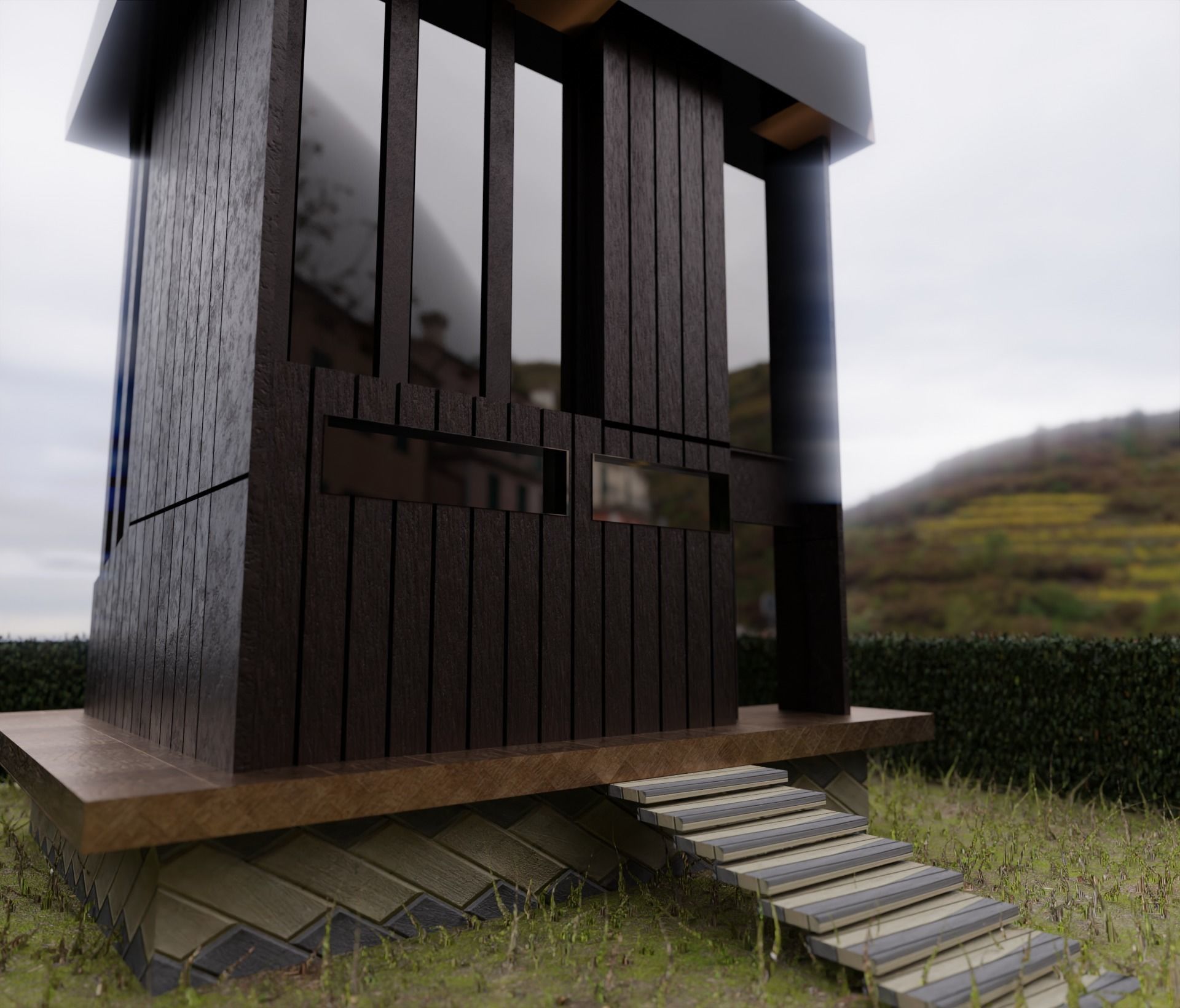 Architectural dark brown house 3D model | CGTrader