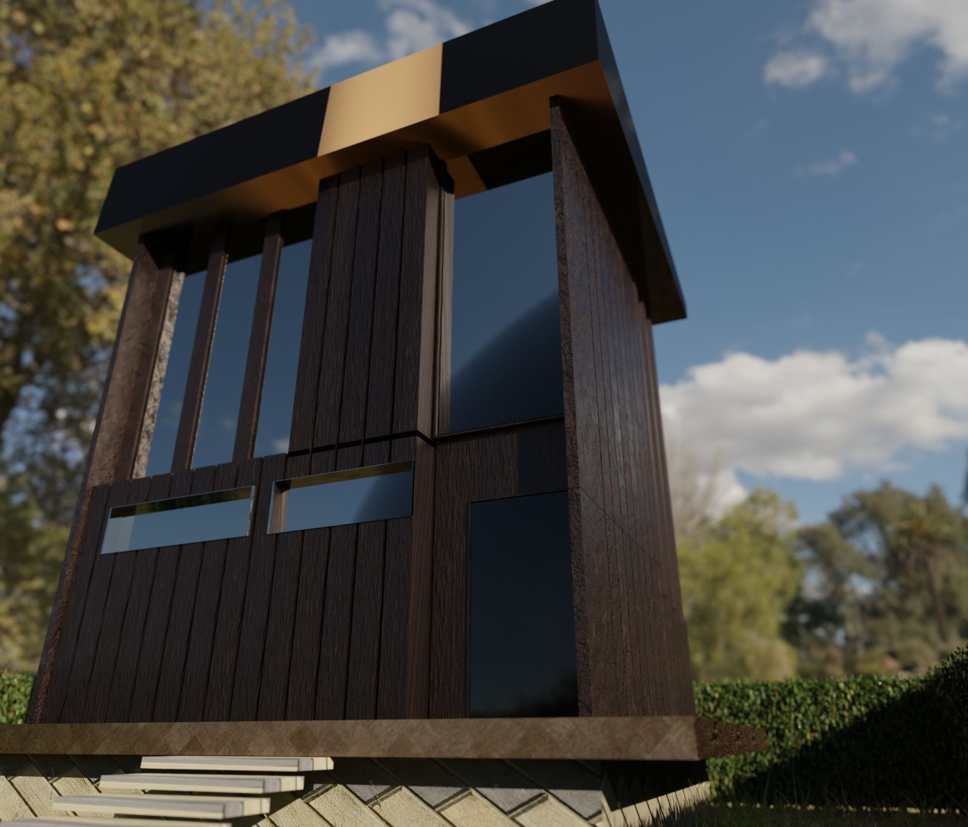 Architectural dark brown house 3D model | CGTrader