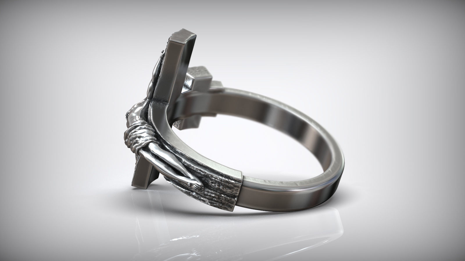 Jesus Christ Crucifix Cross Christian Ring 3D model 3D printable | CGTrader