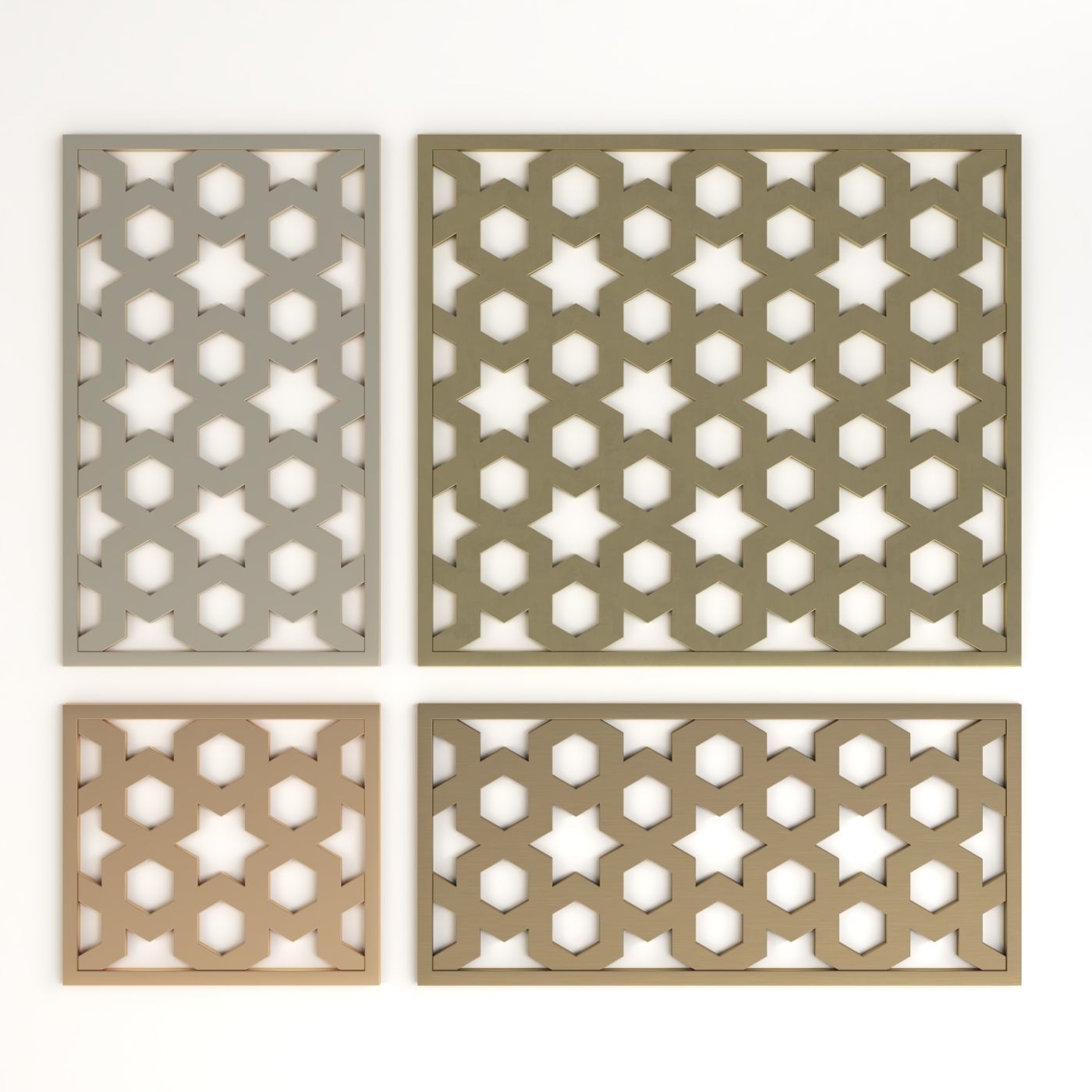 Arabic Islamic pattern decorative gold plaster 3D model | CGTrader