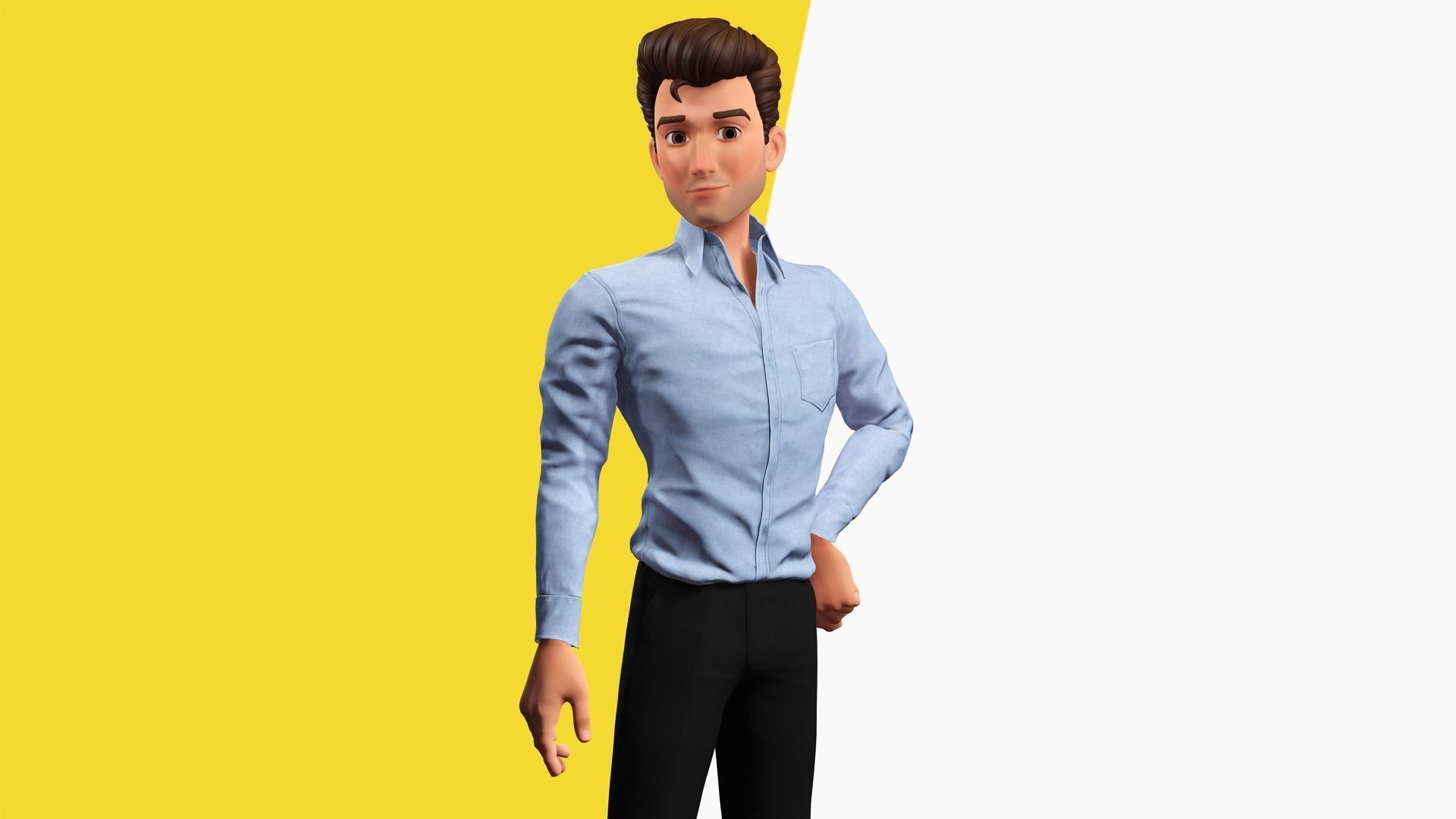 3D model Classic Cartoon Man Rigged model RealTime Male 3D toon VR / AR ...