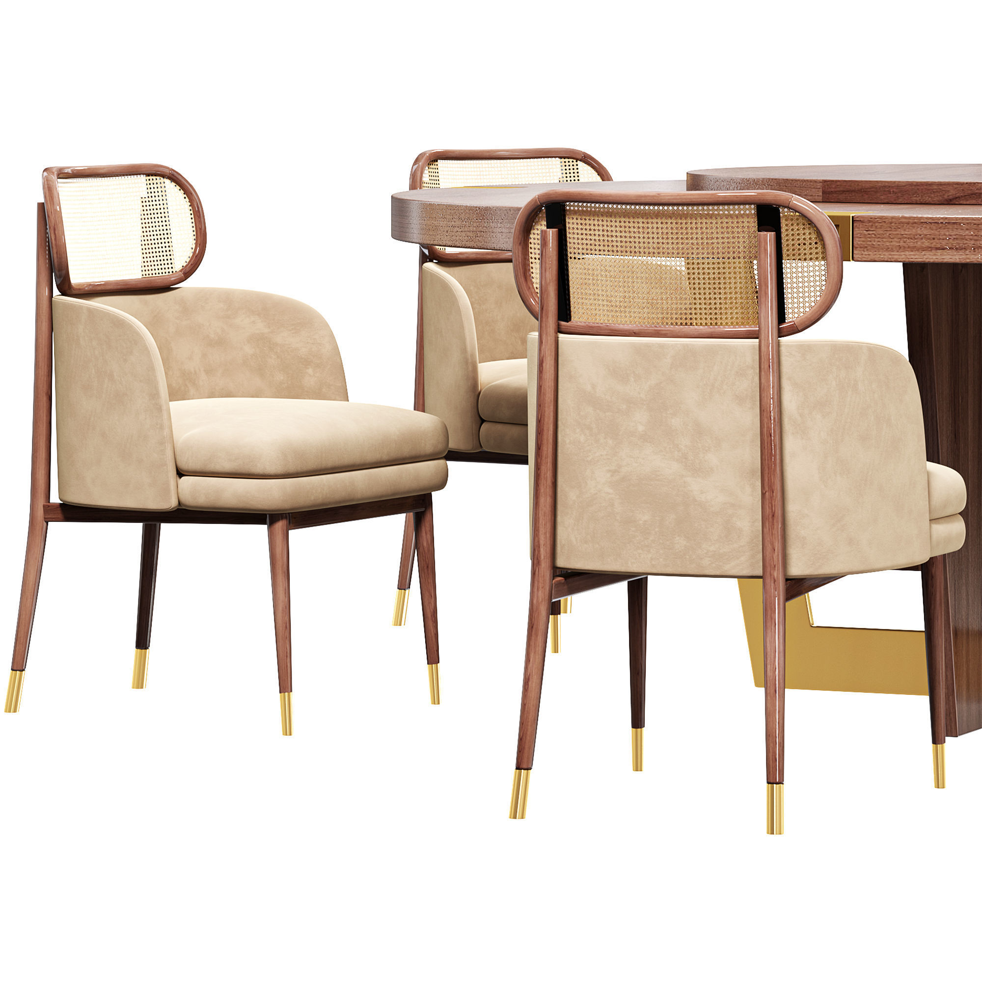 Contemporary Fixed Round Table and Carter Dining Chair 3D model | CGTrader