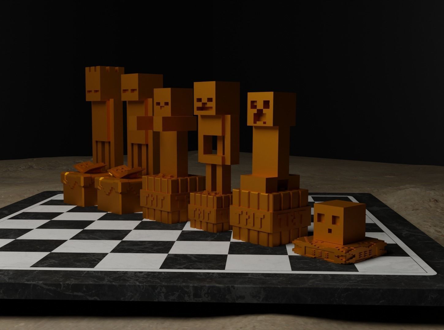 Minecraft Figure Chess Set - TnT Minecraft Character 3D model 3D ...