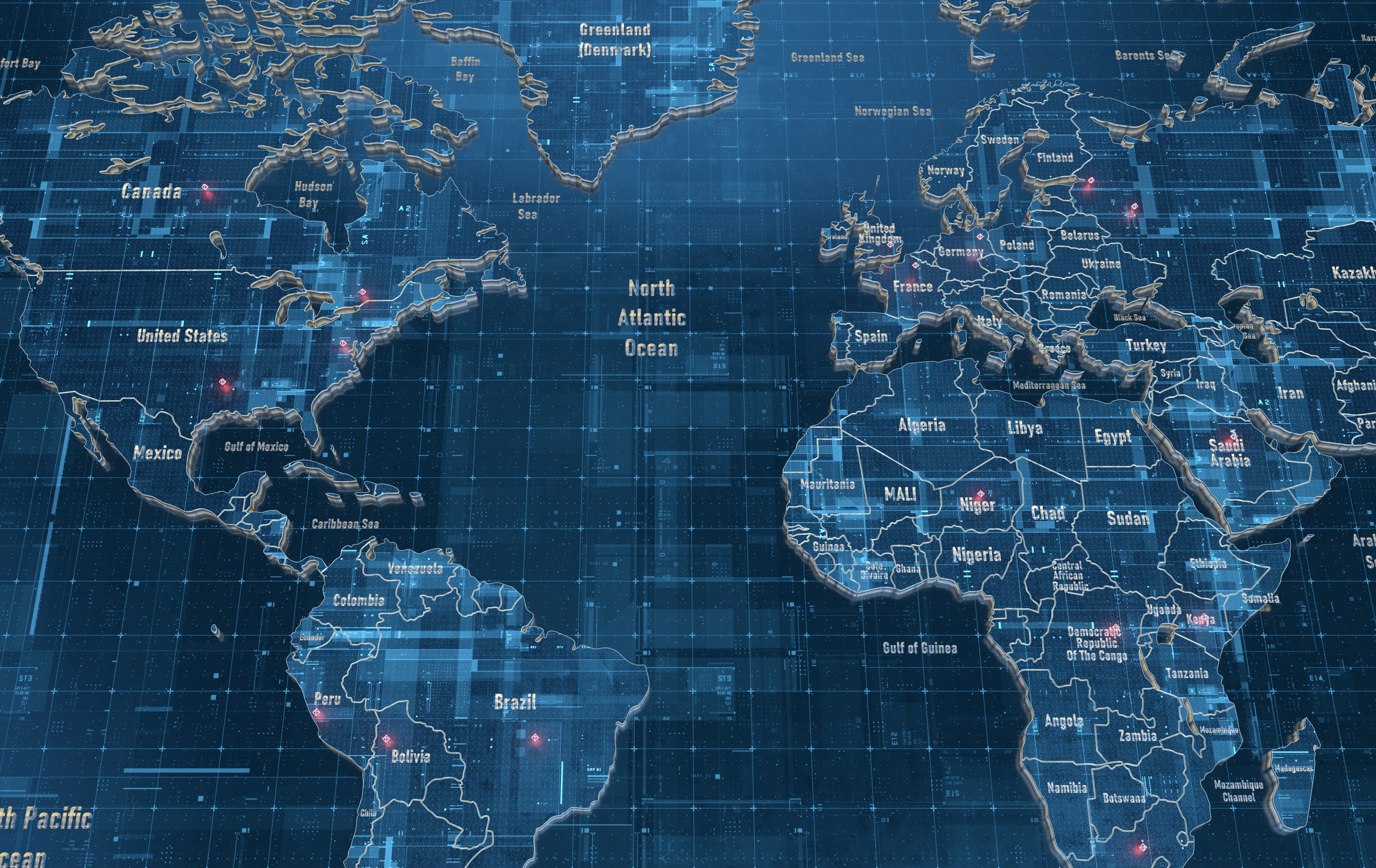 Tech Globalization World Map 3D model | CGTrader
