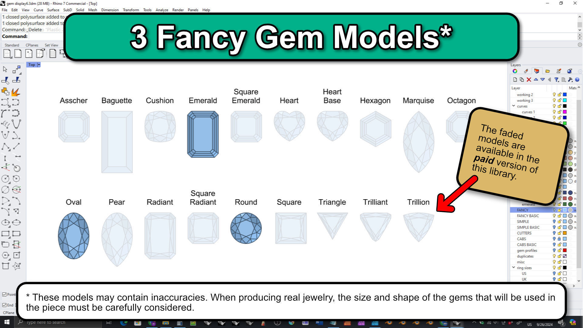 FREE Rhino Gem Library free 3D model | CGTrader