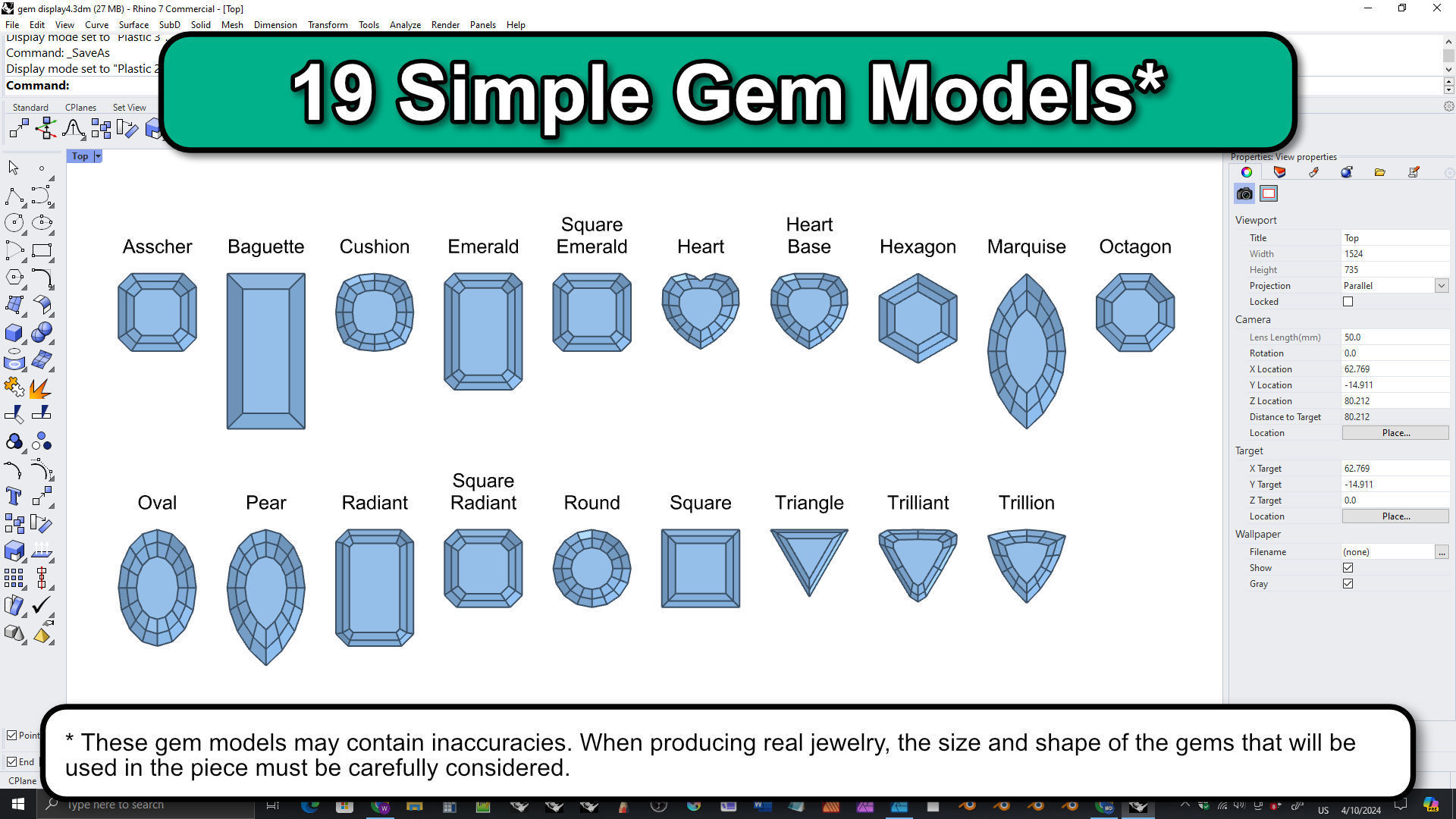 FREE Rhino Gem Library free 3D model | CGTrader