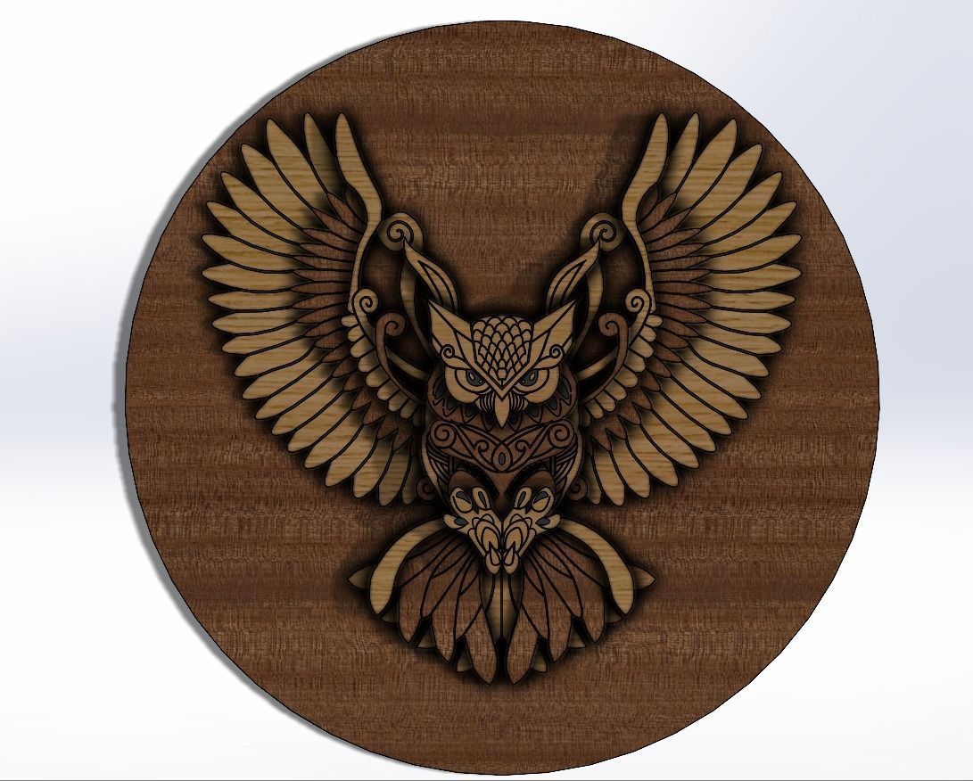 Owl Laser cutting model 3D model 3D printable | CGTrader