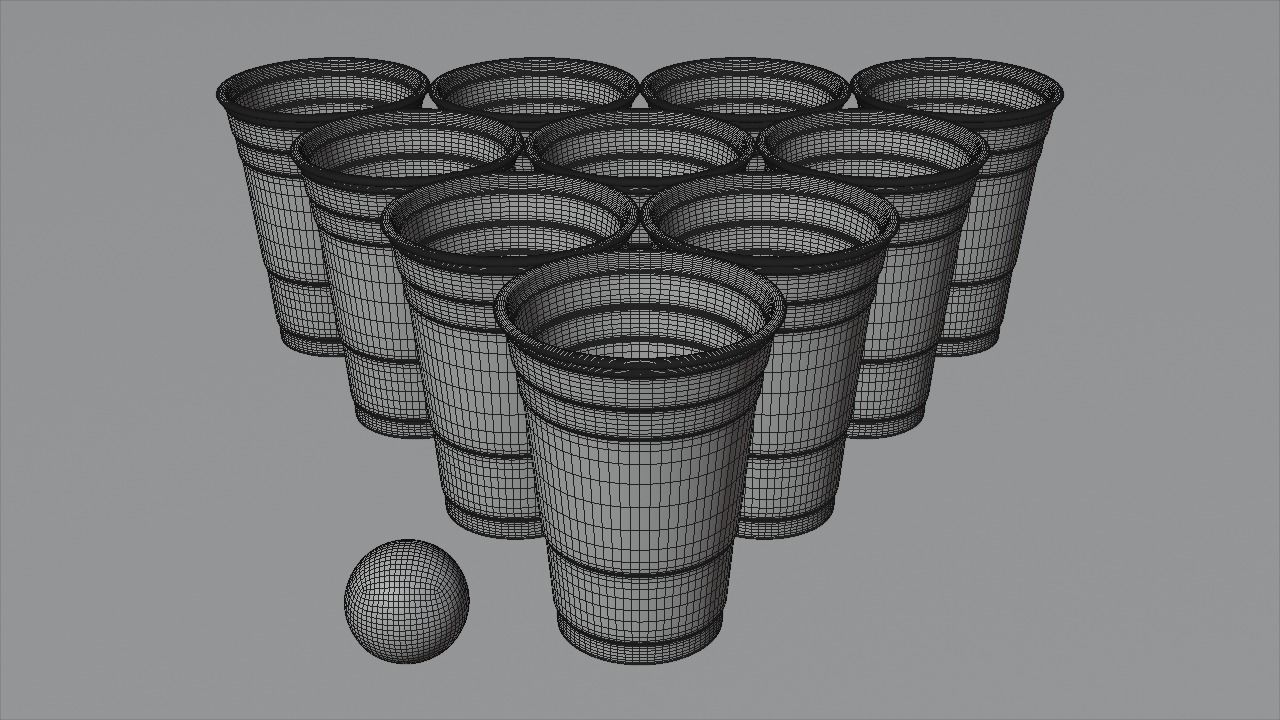 Beer pong cups and ball 3D model | CGTrader
