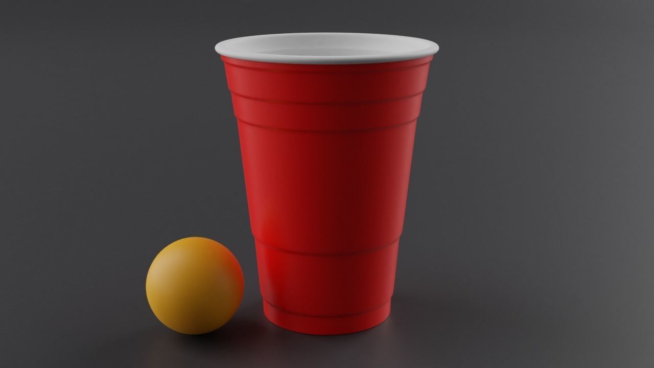 Beer pong cups and ball 3D model | CGTrader