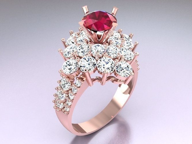 Diamond Ring - Womens Rings - N2237 3D model 3D printable | CGTrader