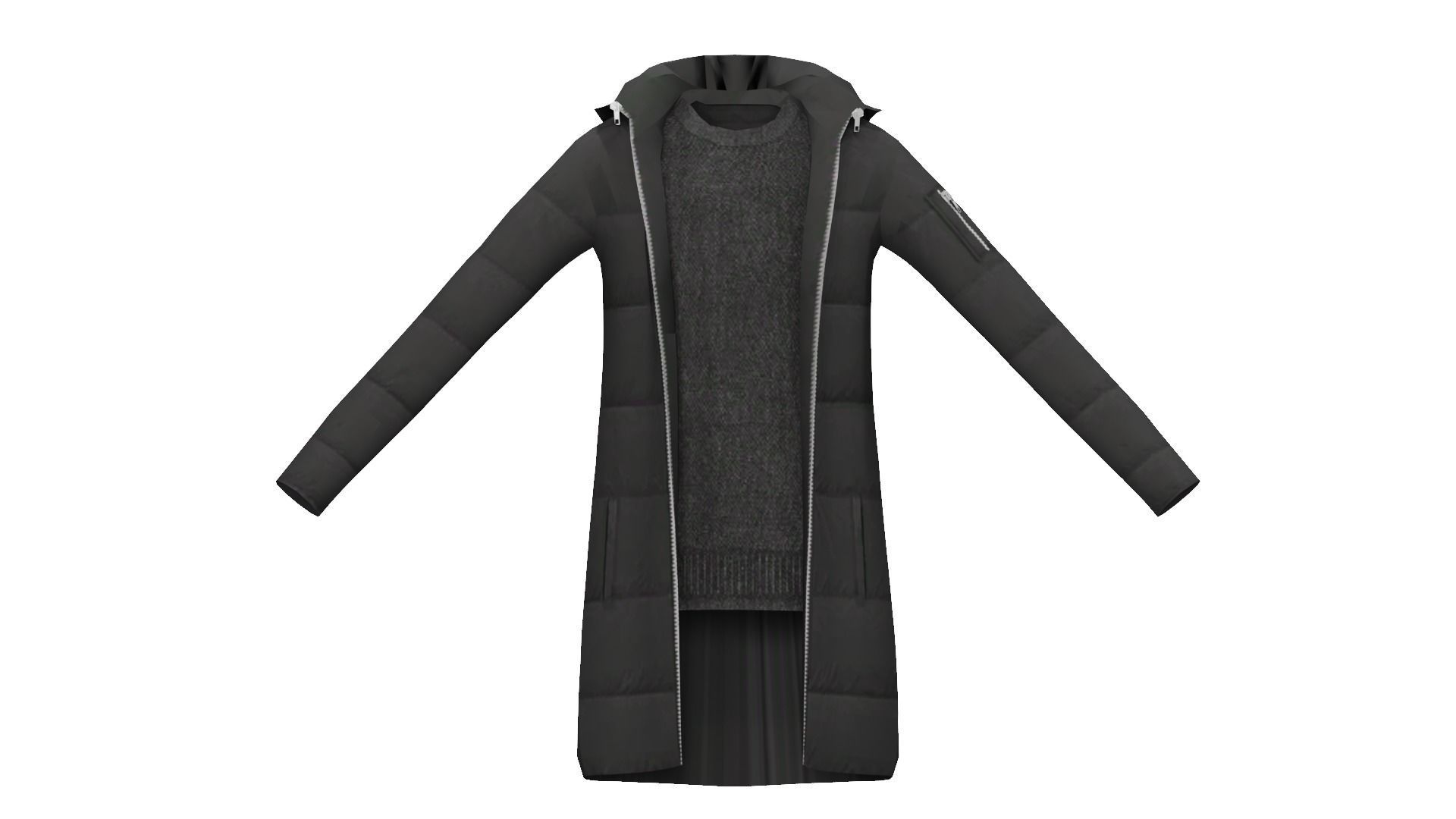 3D model Stylized Padded Long Coat VR / AR / low-poly | CGTrader