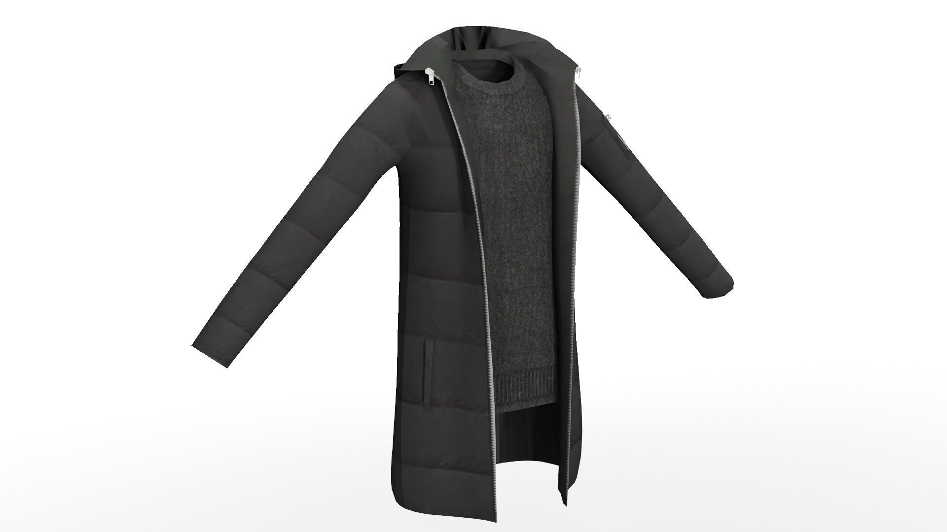 3D model Stylized Padded Long Coat VR / AR / low-poly | CGTrader