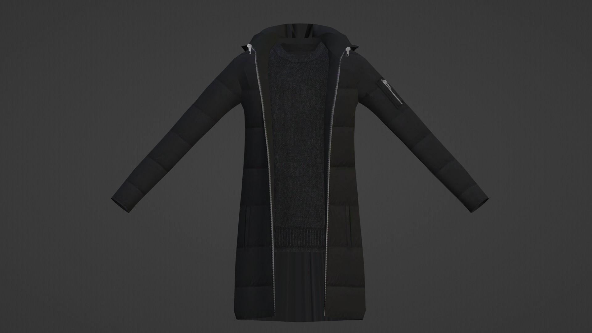 3D model Stylized Padded Long Coat VR / AR / low-poly | CGTrader