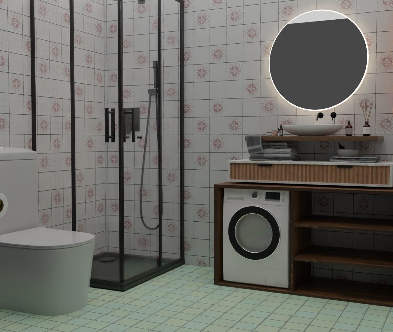 Modern Mini Bathroom Interior Design free VR / AR / low-poly 3D model ...
