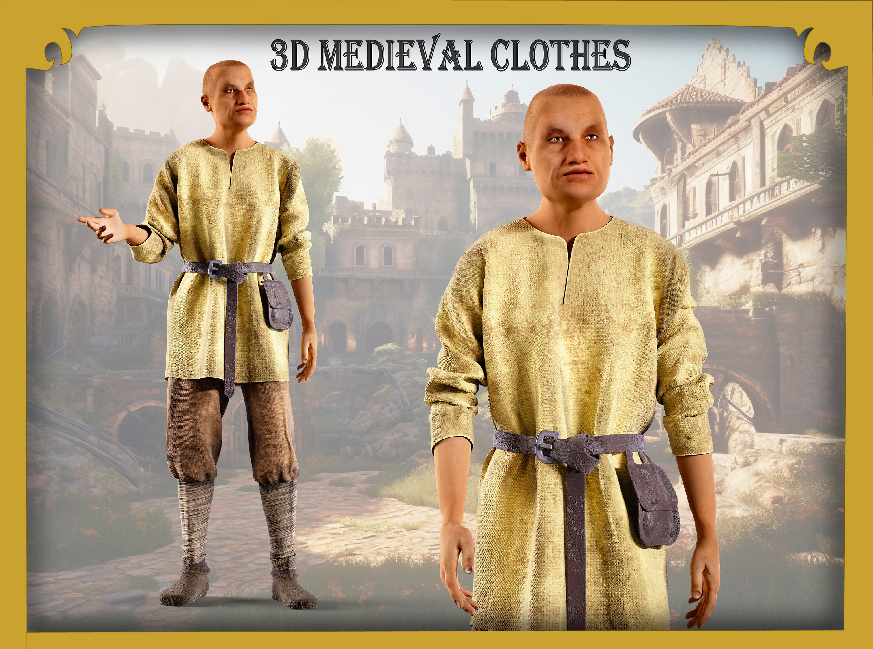 Medieval character outfit and shoes 3D model | CGTrader