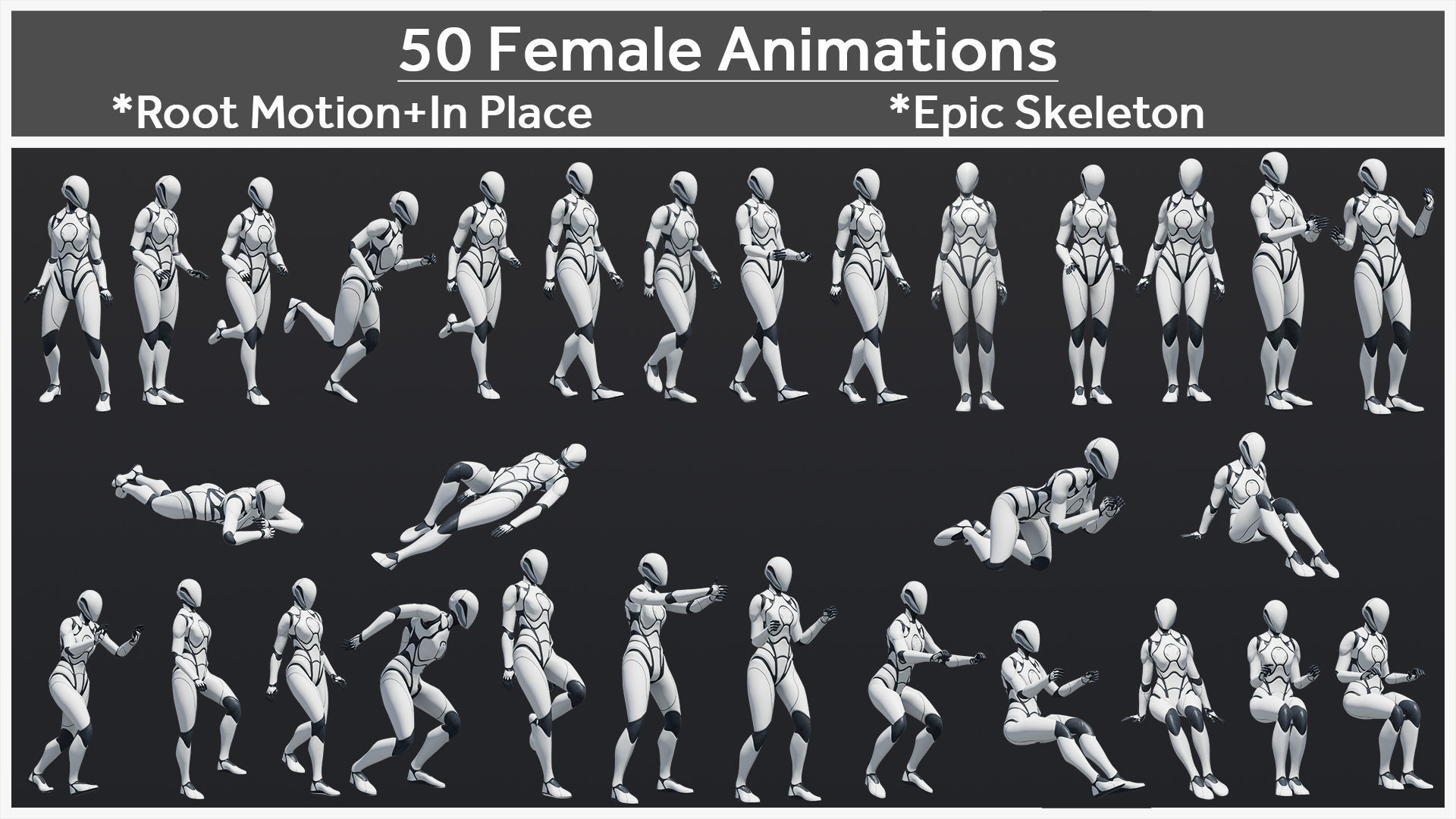 50 Female Animations 3D model animated rigged | CGTrader