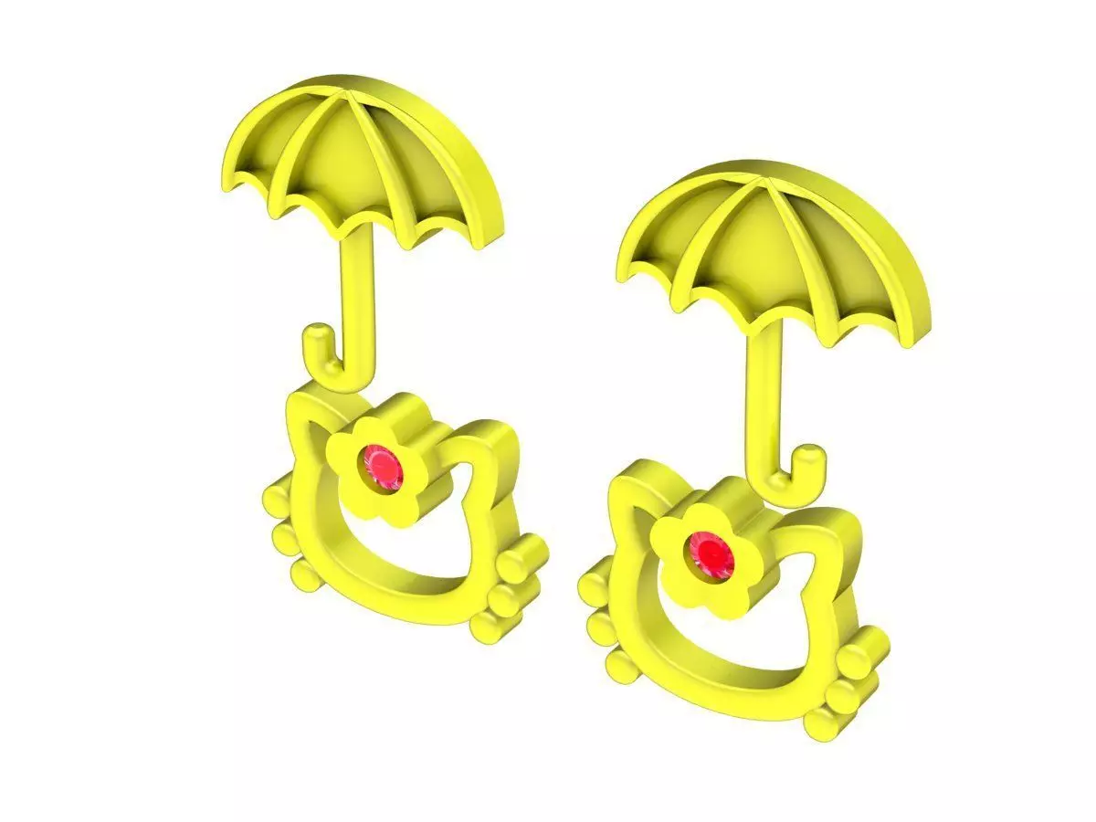 Cute Umbrella Cat Dangle Earrings Jewelry 3D Model 5874 3D model 3D ...