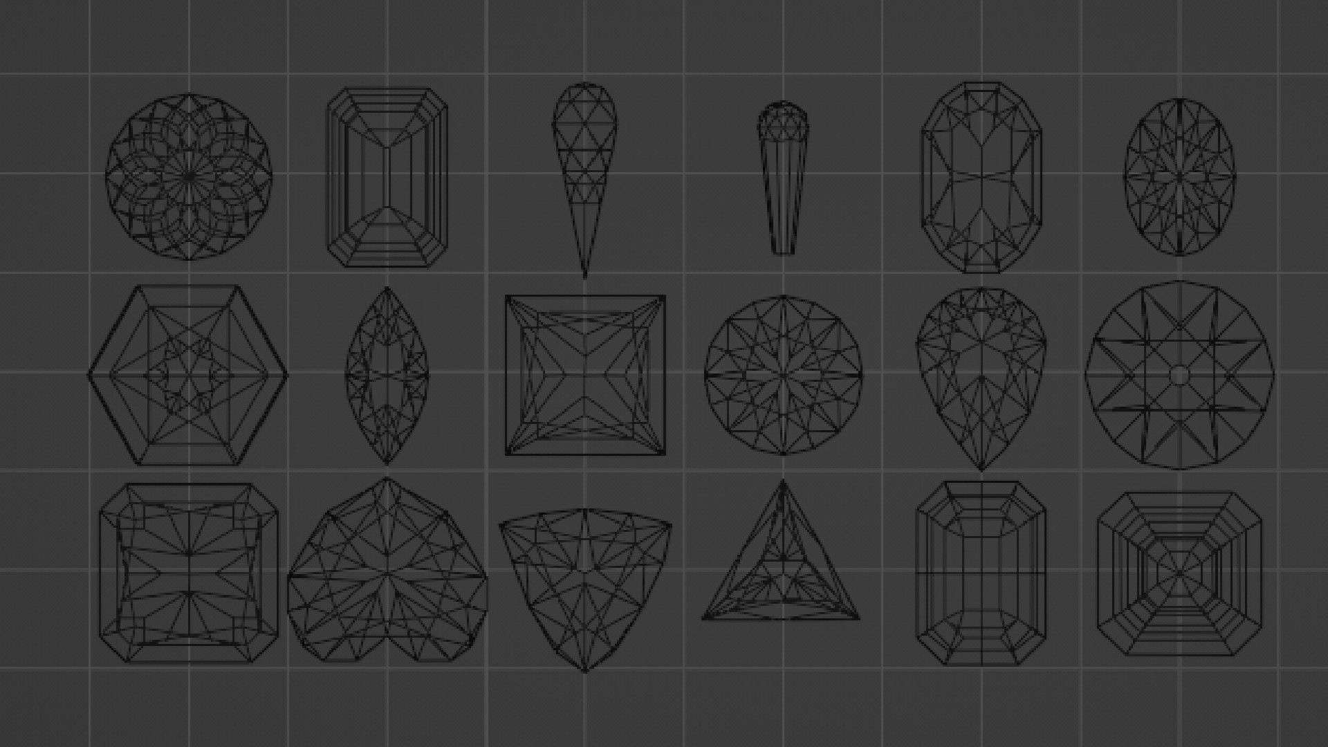 3D model Diamond shapes cuts collection VR / AR / low-poly | CGTrader