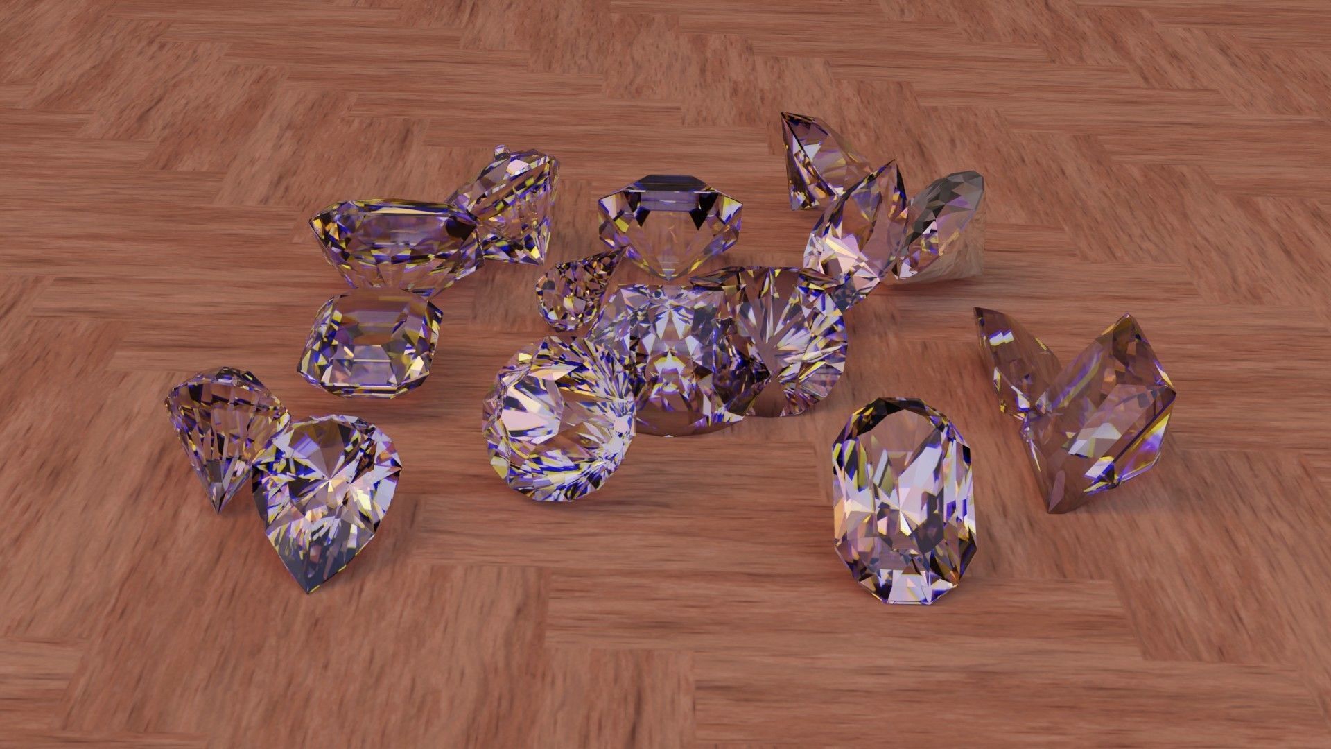 3D model Diamond shapes cuts collection VR / AR / low-poly | CGTrader
