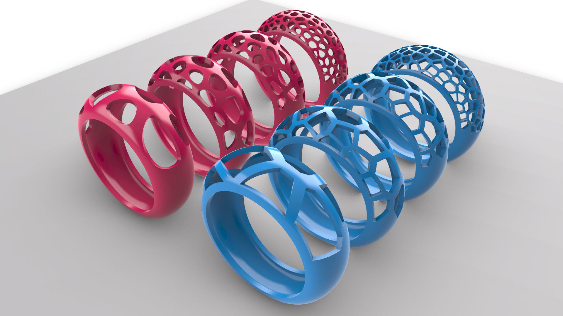 Voronoi Pattern Eight Rings Jewelry 3D model 3D printable | CGTrader