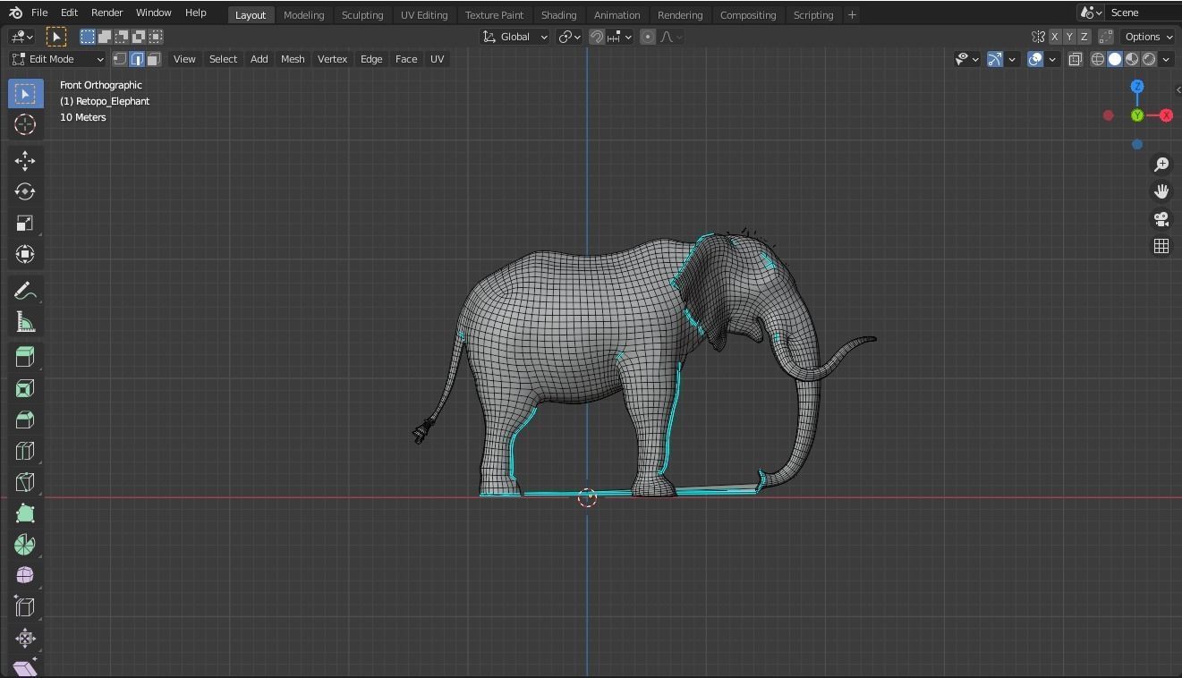 Elephant Base Mesh Low-poly 3D model free VR / AR / low-poly 3D model ...