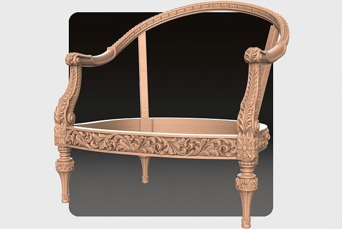 Carved sofa for cnc 1 3D model | CGTrader