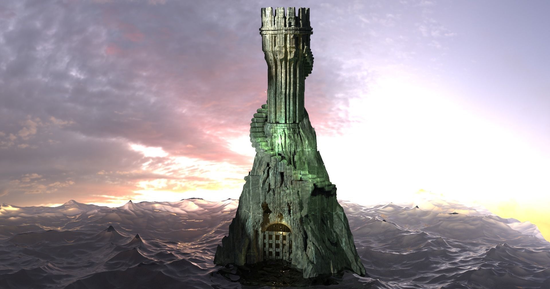 Grey scull Tower 3D model | CGTrader