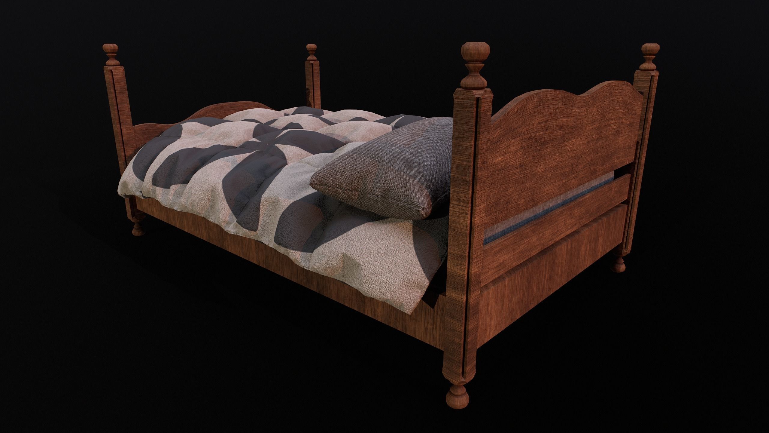 3D model 3d Low Poly Realistic Bed Modelling VR / AR / low-poly | CGTrader