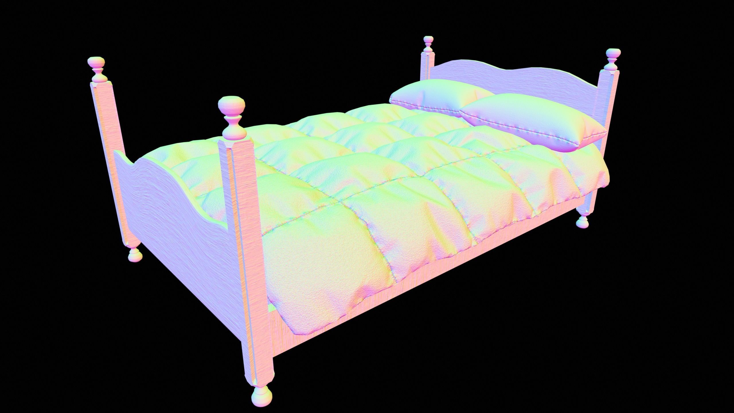 3D model 3d Low Poly Realistic Bed Modelling VR / AR / low-poly | CGTrader