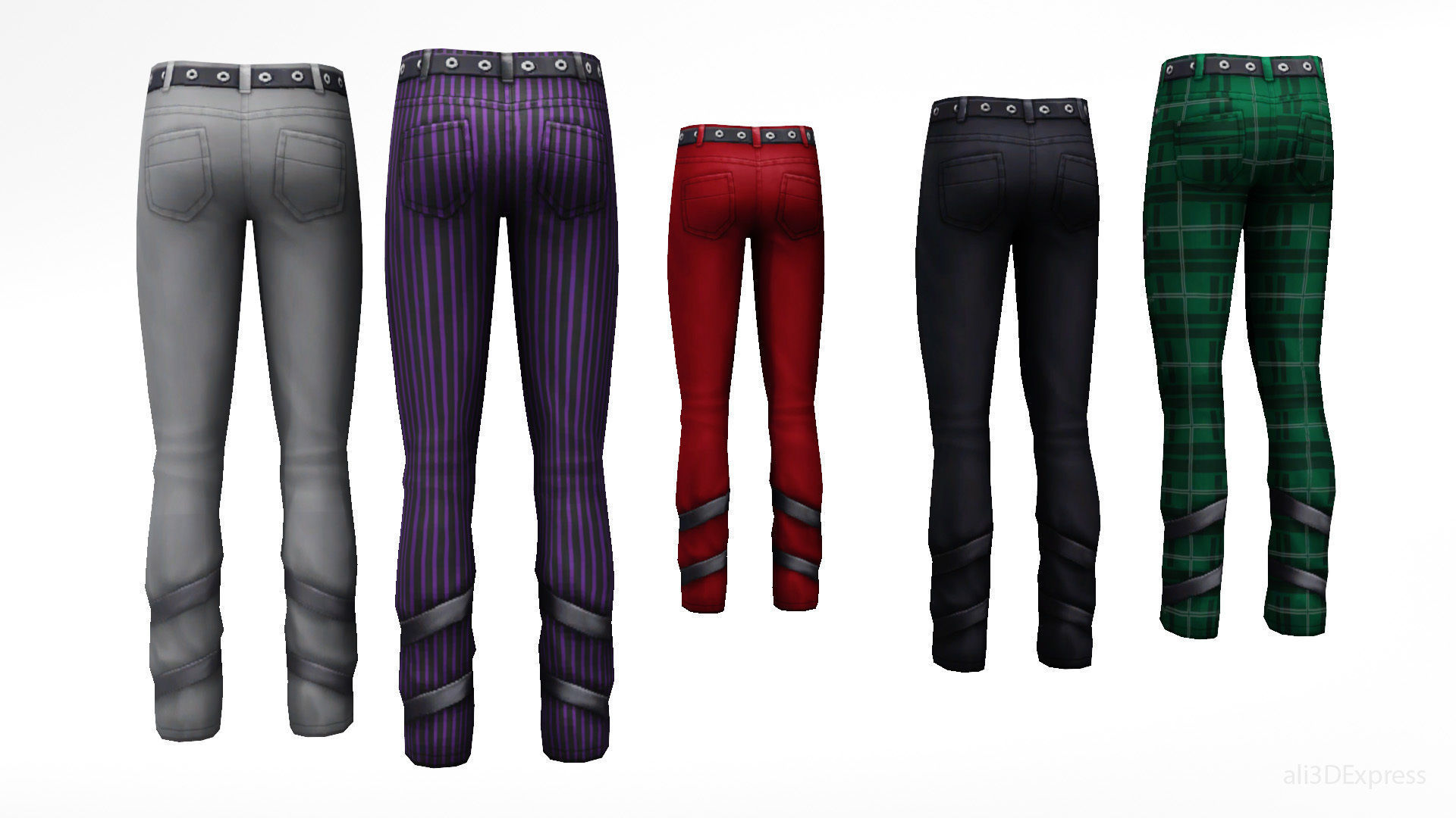 3D model Stylized 3D Rigged Punk Pants Anime Collection VR / AR / low ...