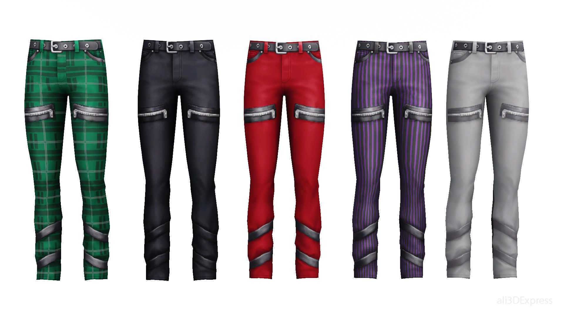 3D model Stylized 3D Rigged Punk Pants Anime Collection VR / AR / low ...