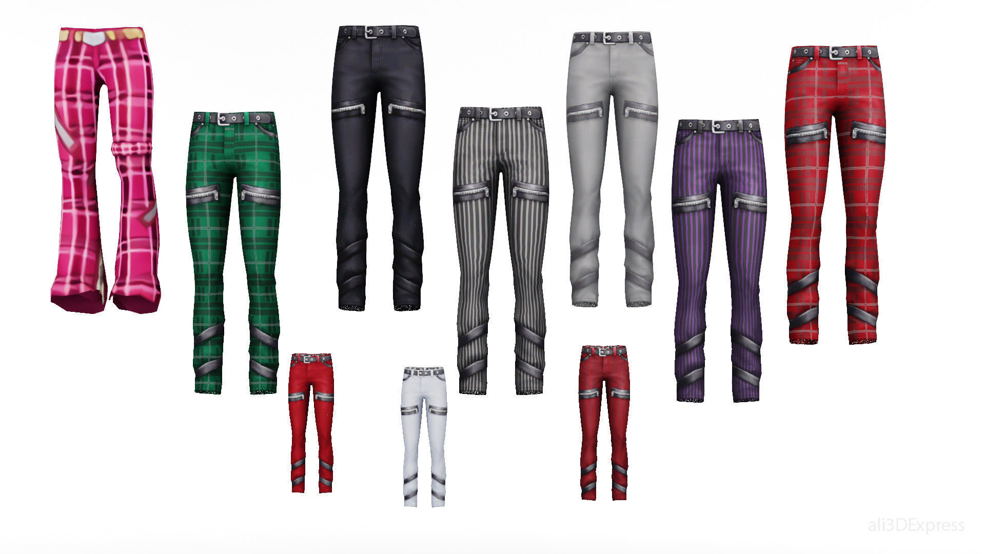 3D model Stylized 3D Rigged Punk Pants Anime Collection VR / AR / low ...