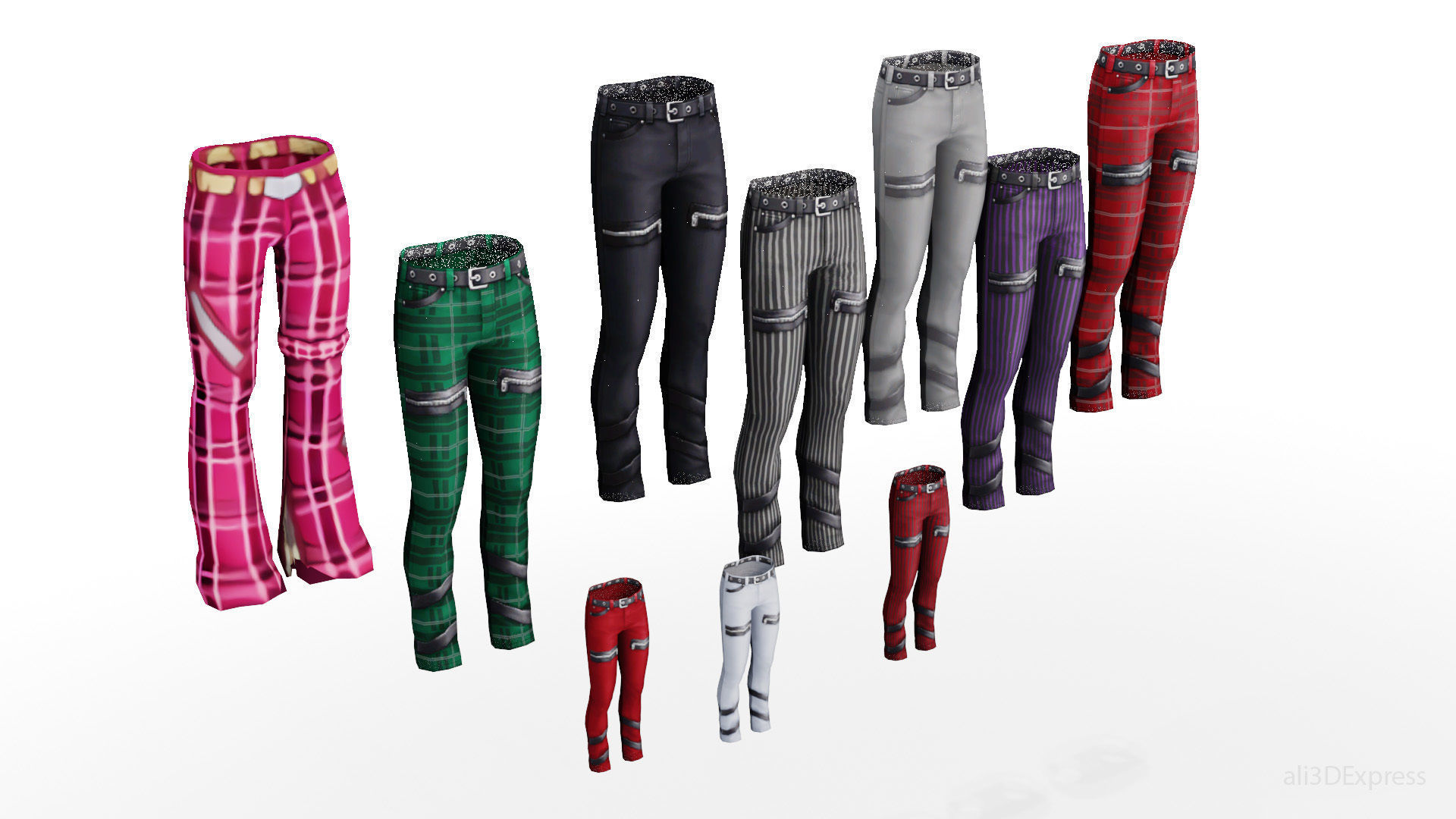 3D model Stylized 3D Rigged Punk Pants Anime Collection VR / AR / low ...