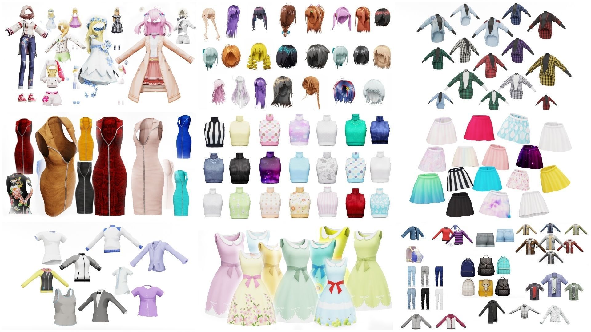 Collection of Rigged Anime Clothing Assets VR / AR / low-poly | CGTrader