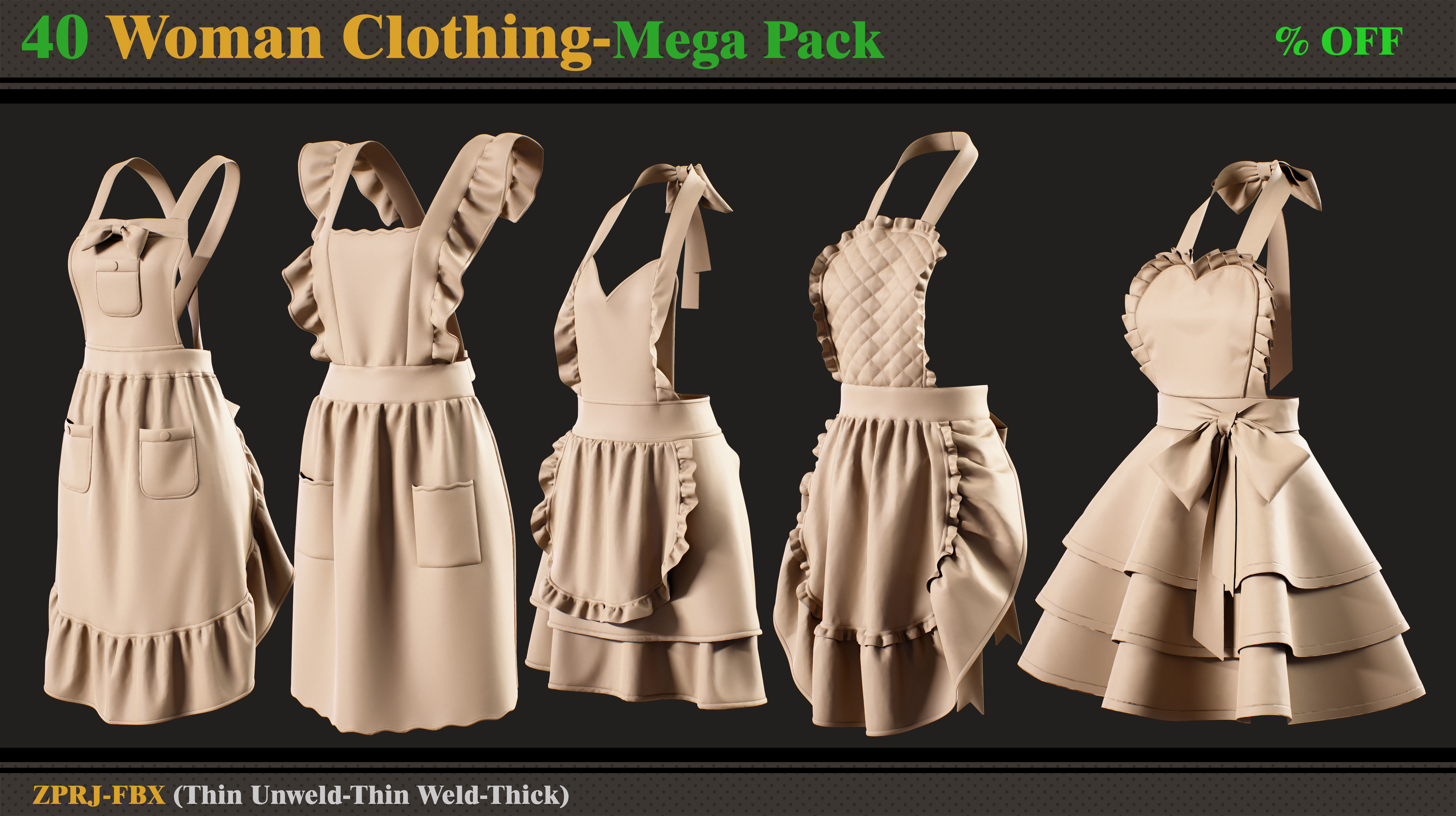 40 Woman Clothing-MEGA PACK-zprj-fbx 3D model | CGTrader