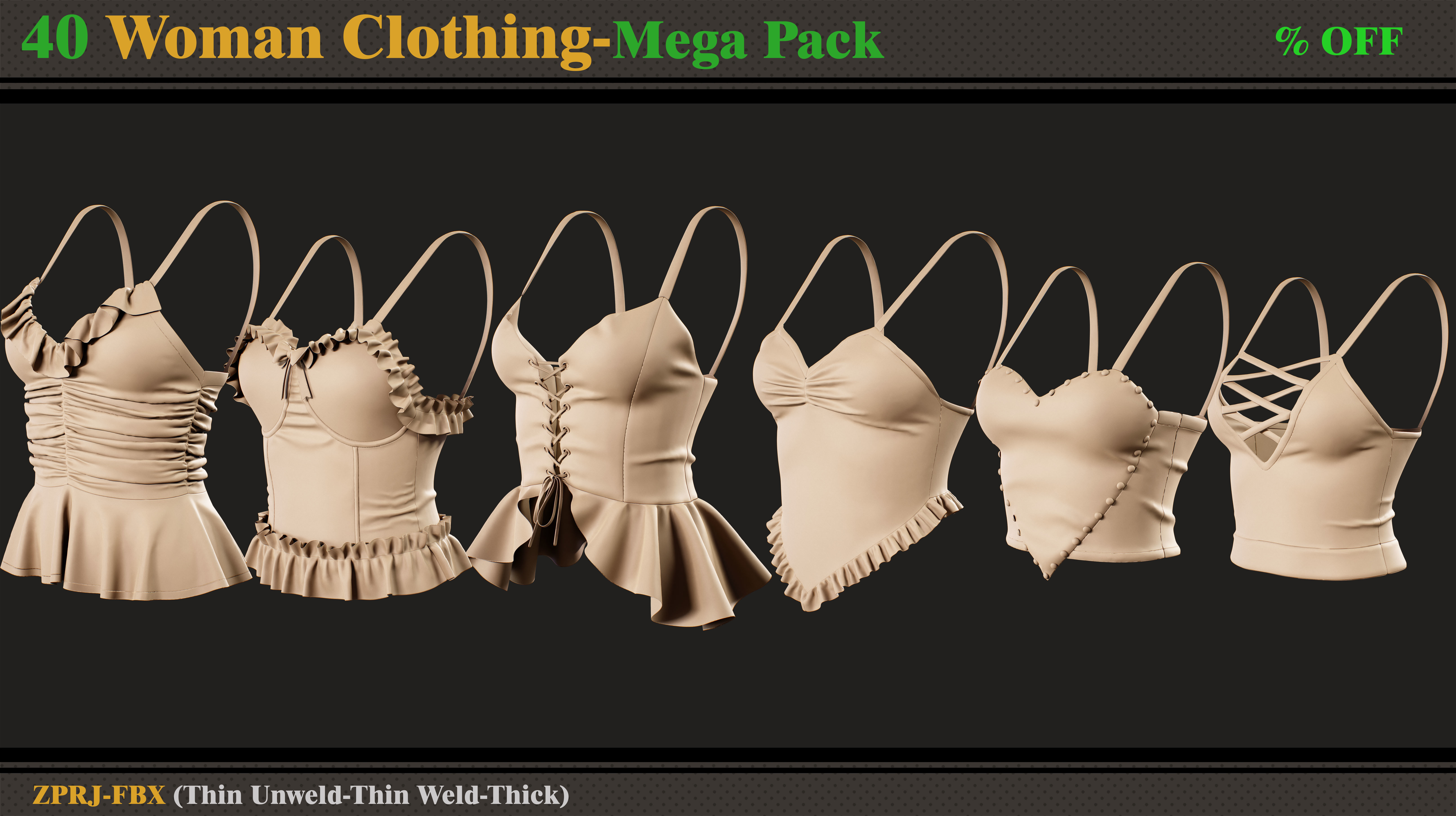 40 Woman Clothing-MEGA PACK-zprj-fbx 3D model | CGTrader