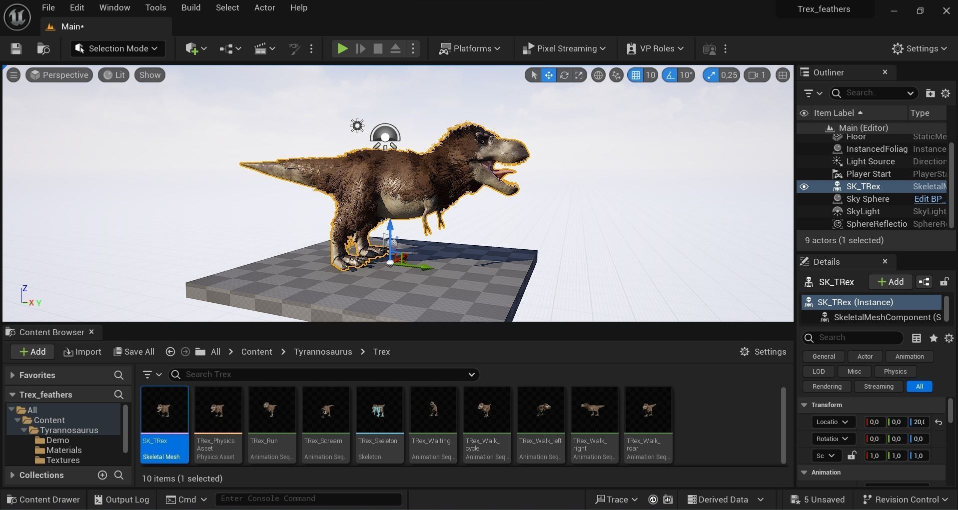 3D model Tyrannosaurus Rex with feathers VR / AR / low-poly | CGTrader