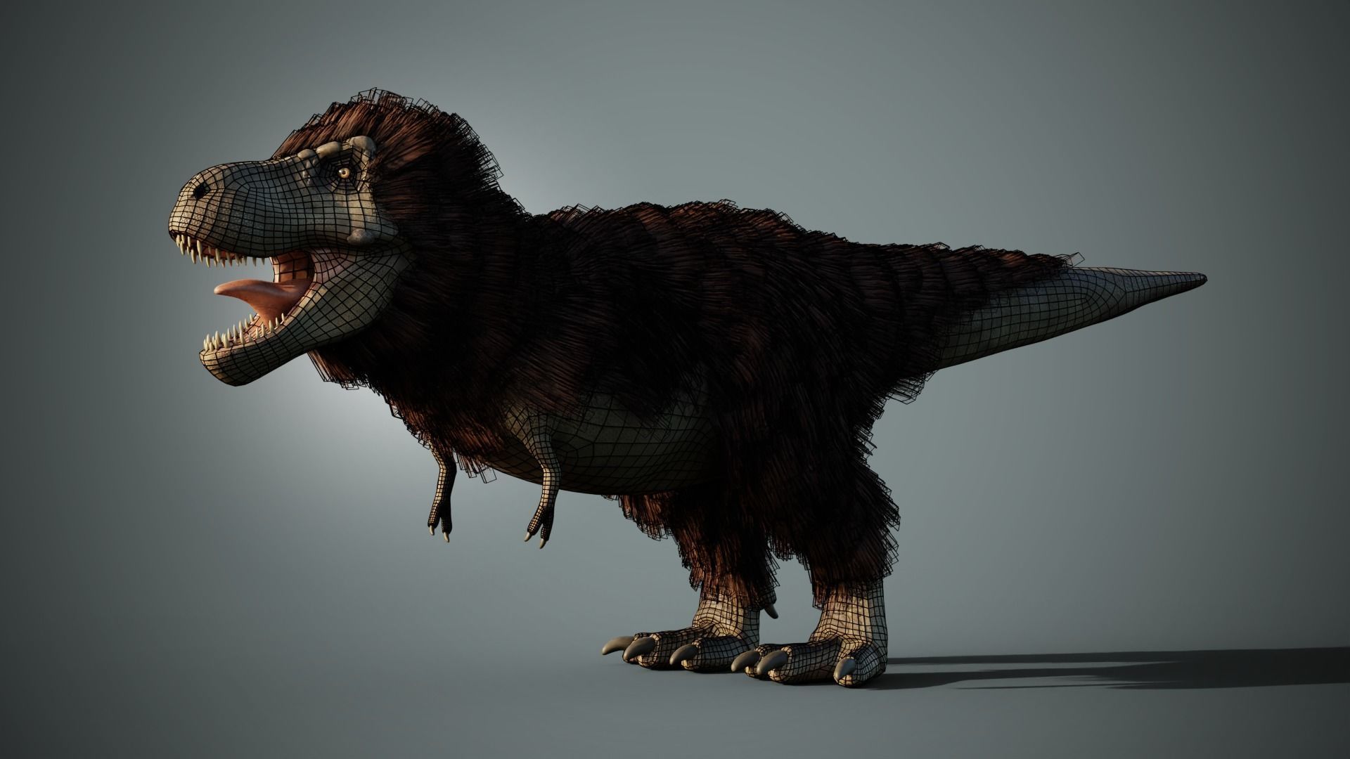 3D Model Tyrannosaurus Rex With Feathers VR AR Low poly CGTrader