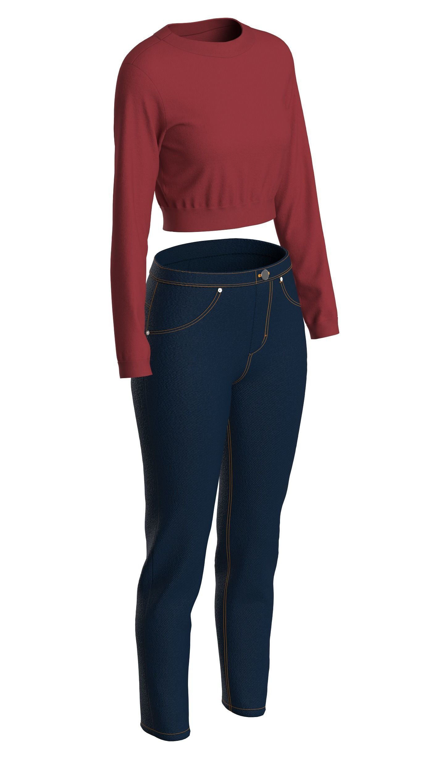 Jeans and Top 3D model rigged | CGTrader