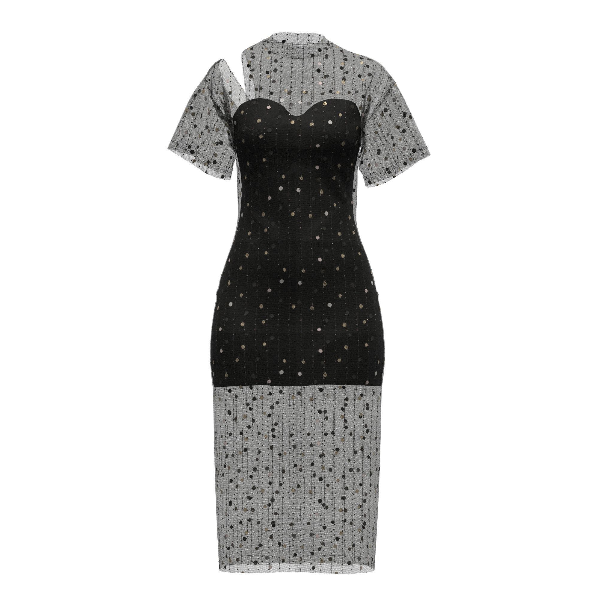 Tulle dress 3D model rigged | CGTrader