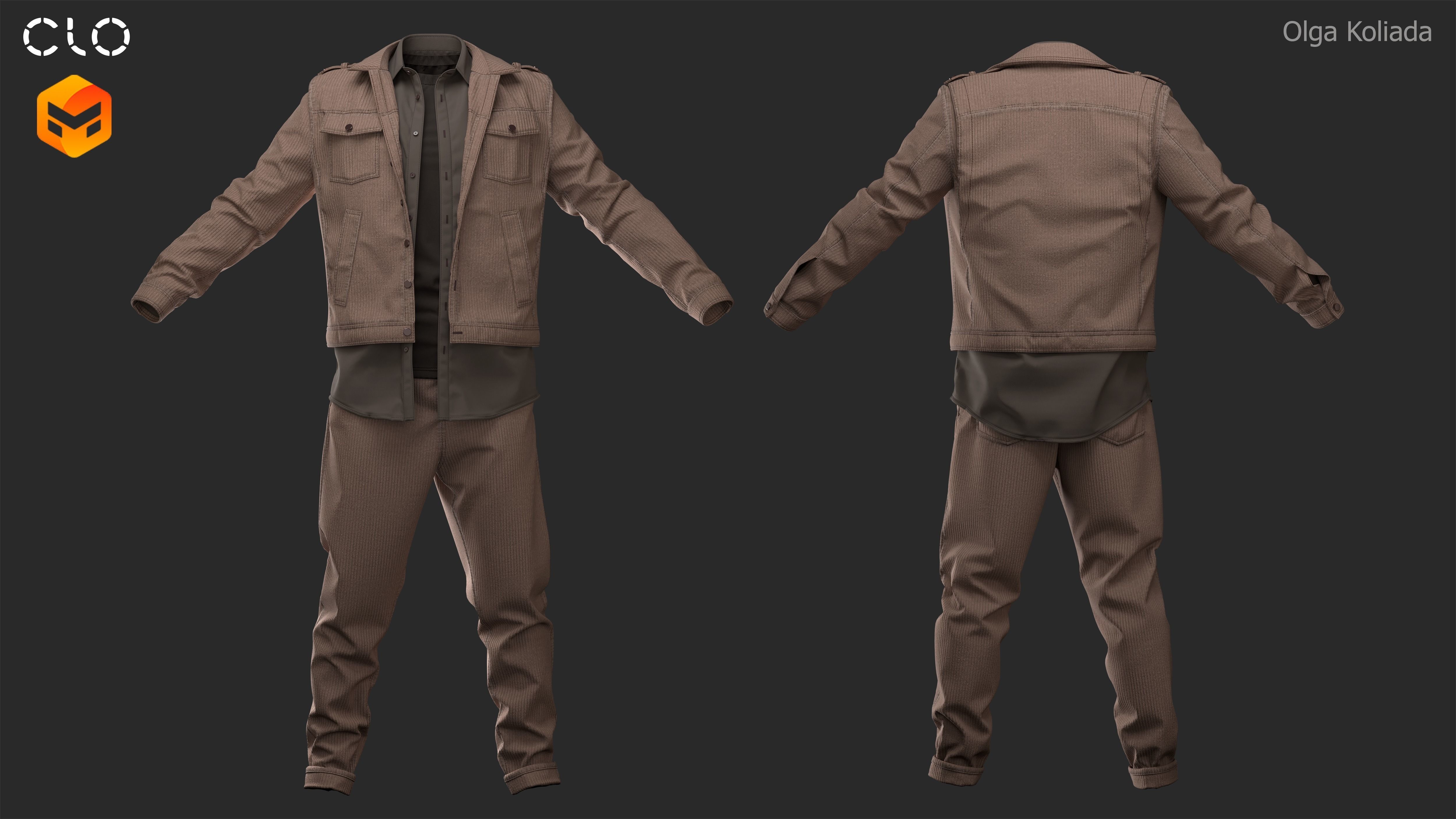 Male outfit Marvelous Designer project and OBJ 3D model | CGTrader
