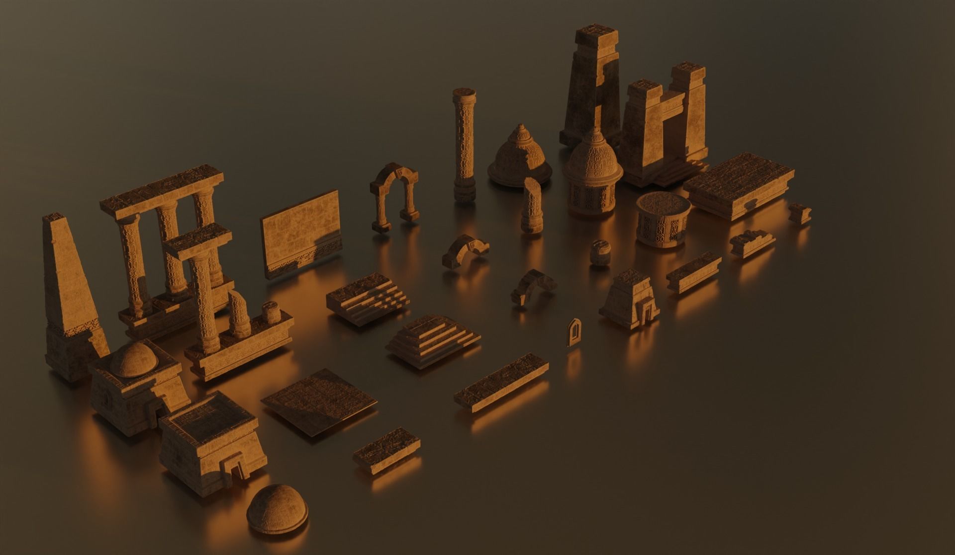 Ancient Ruins KitBash Set For Concept Art 3D model | CGTrader