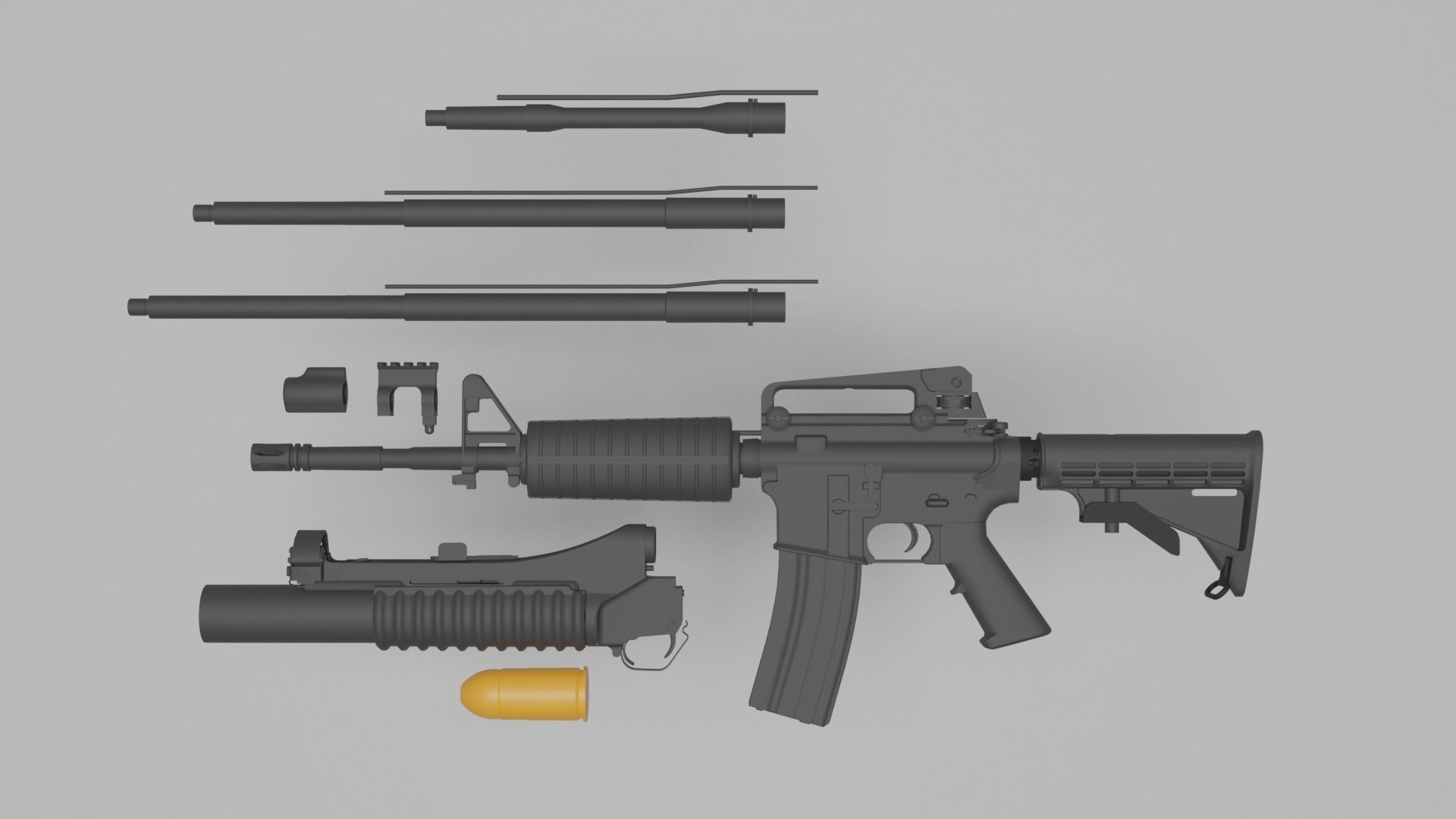 3D model Colt M4A1 Detailed Model - Game optimized VR / AR / low-poly ...